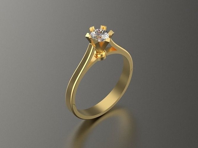 Solitaire Engagement Ring jewelry Gold silver 3D print model 3D model 3D printable | CGTrader