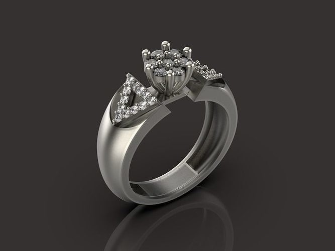 Solitaire Engagement Ring jewelry Gold silver 3D print model 3D model ...