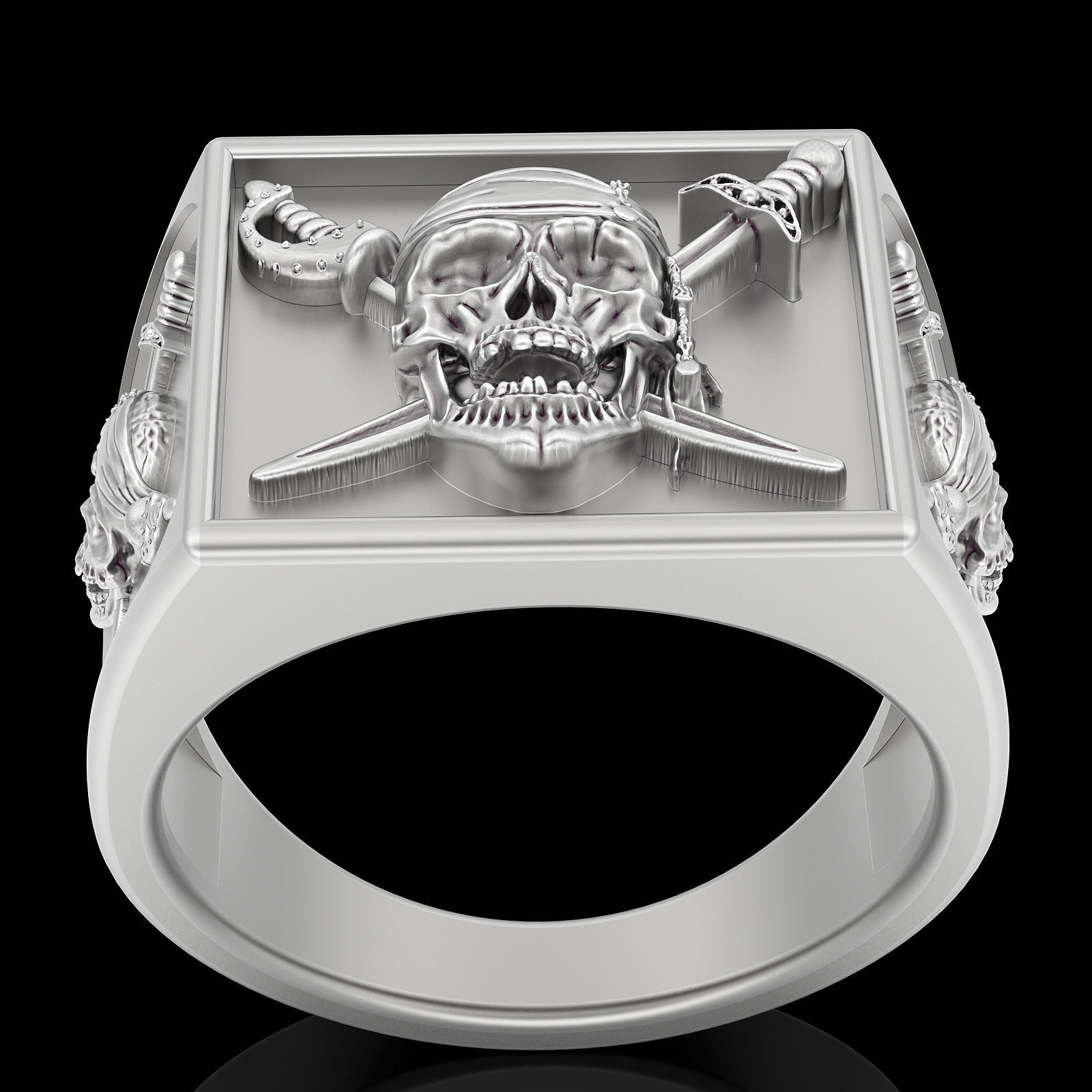 Pirate skull ring silver gold printable jewelry 3D model 3D model 3D ...