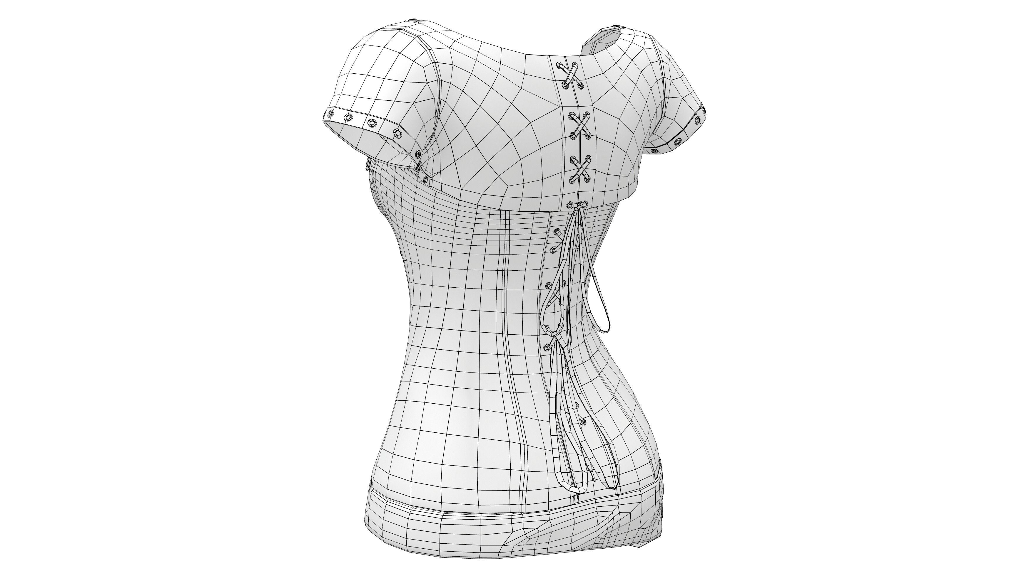3D model Steampunk Corset With Shrug VR / AR / low-poly | CGTrader