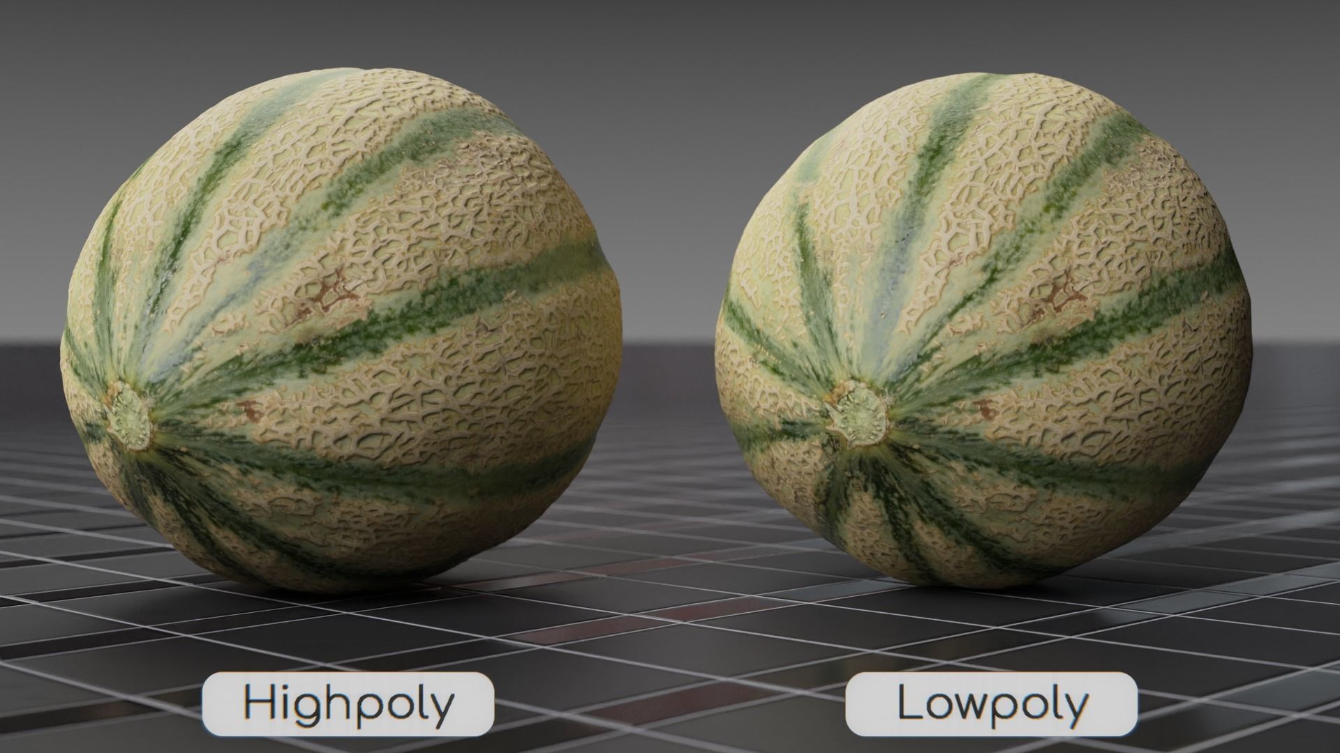 3D model Cantaloupe melon - Highpoly and Lowpoly model VR / AR / low-poly | CGTrader