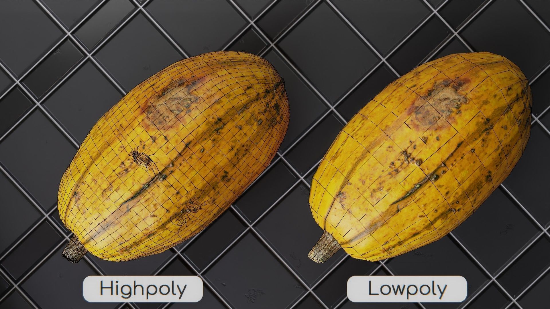 3D model Spaghetti squash pumpkin - Highpoly and Lowpoly model VR / AR ...