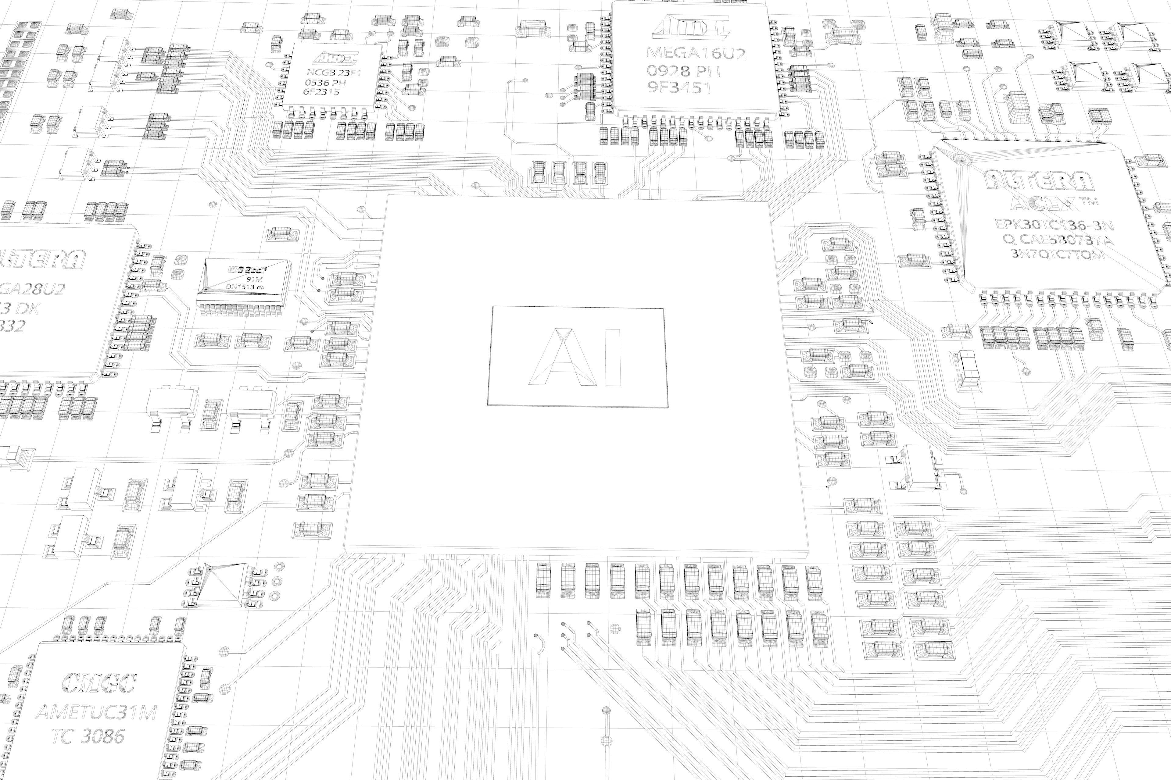 Electronic chip circuit board 3D model | CGTrader