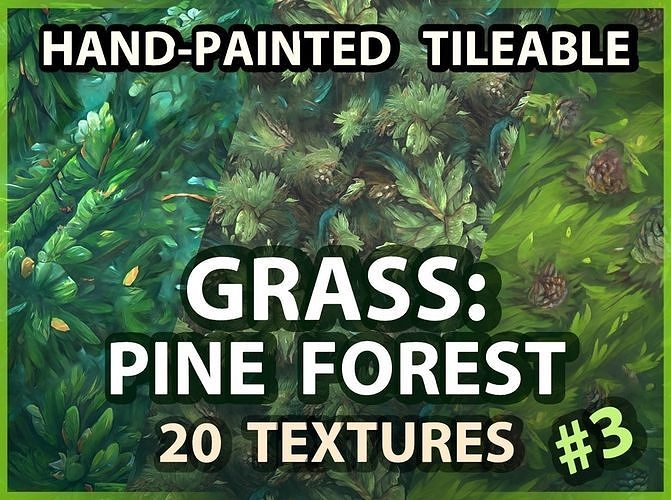 Texture Grass Pine Forest Floor --20 TEXTURES-- Hand-painted --PACK 3 ...