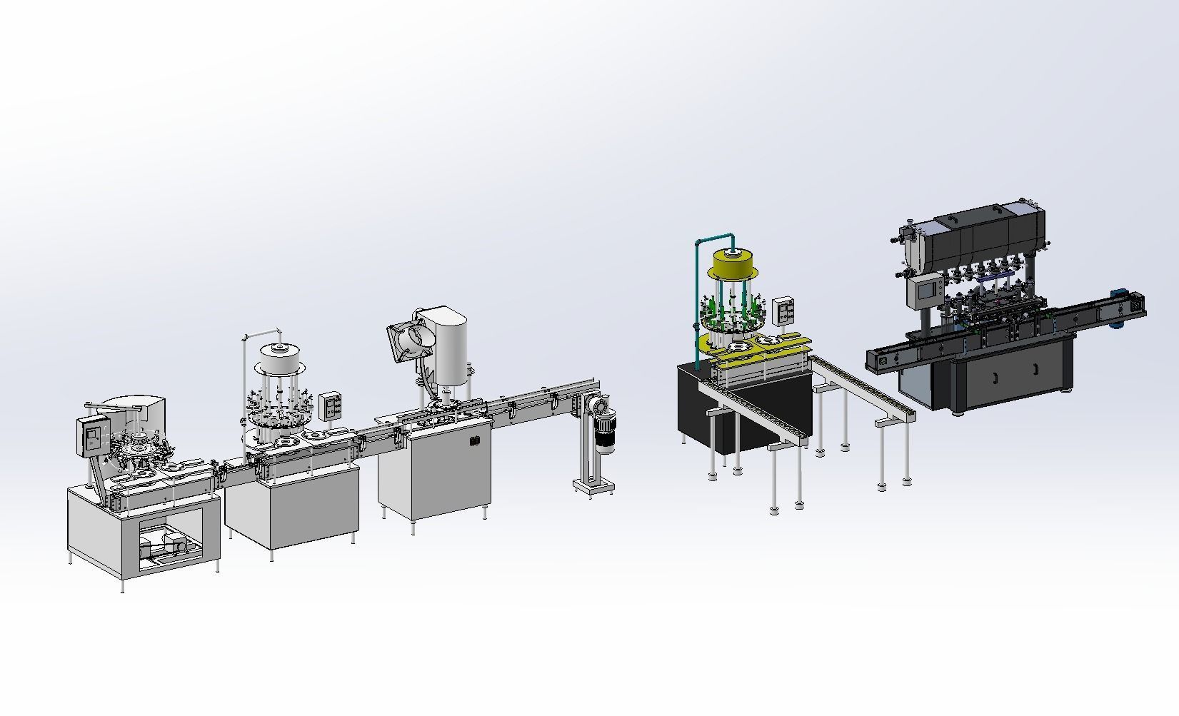 Liquid filling machine assembly line 3D model | CGTrader