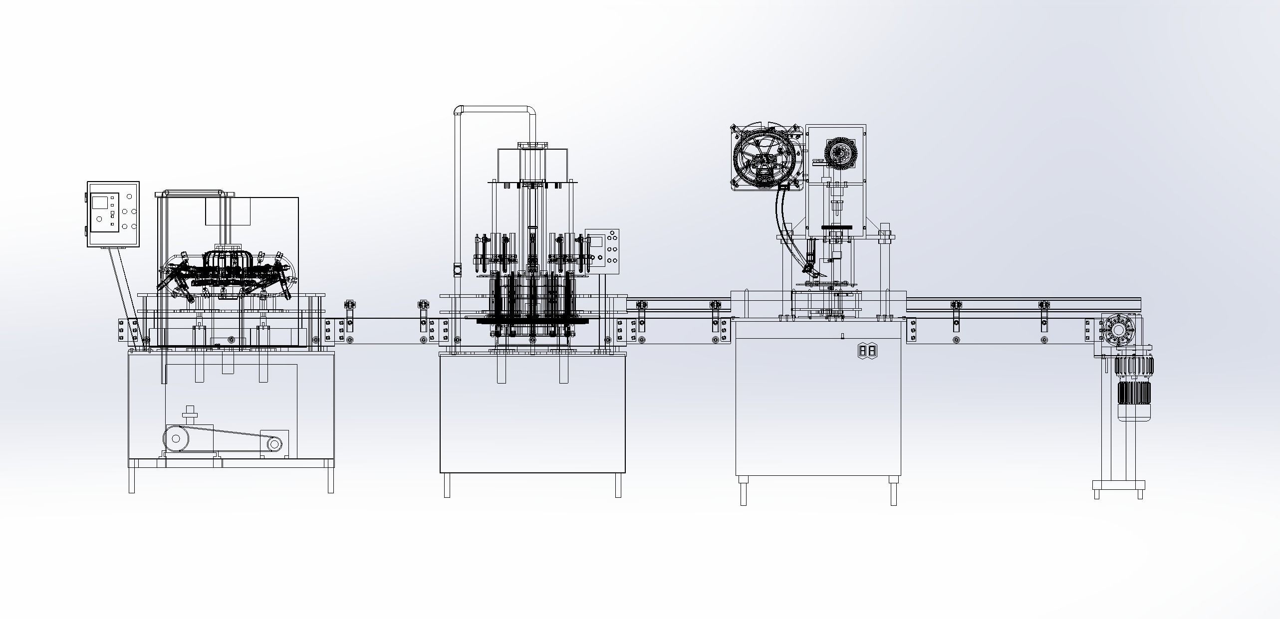 Liquid filling machine assembly line 3D model | CGTrader