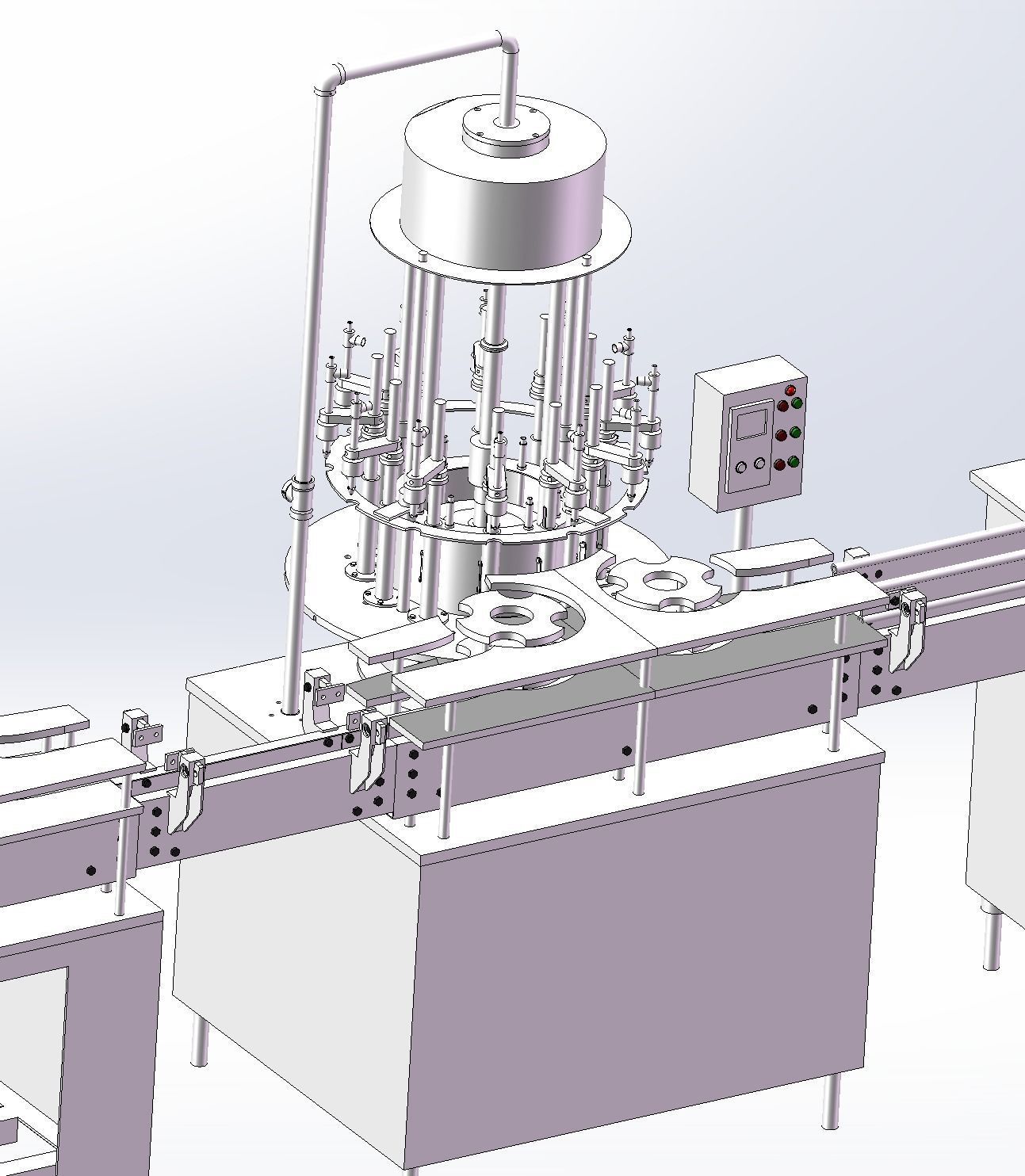 Liquid filling machine assembly line 3D model | CGTrader