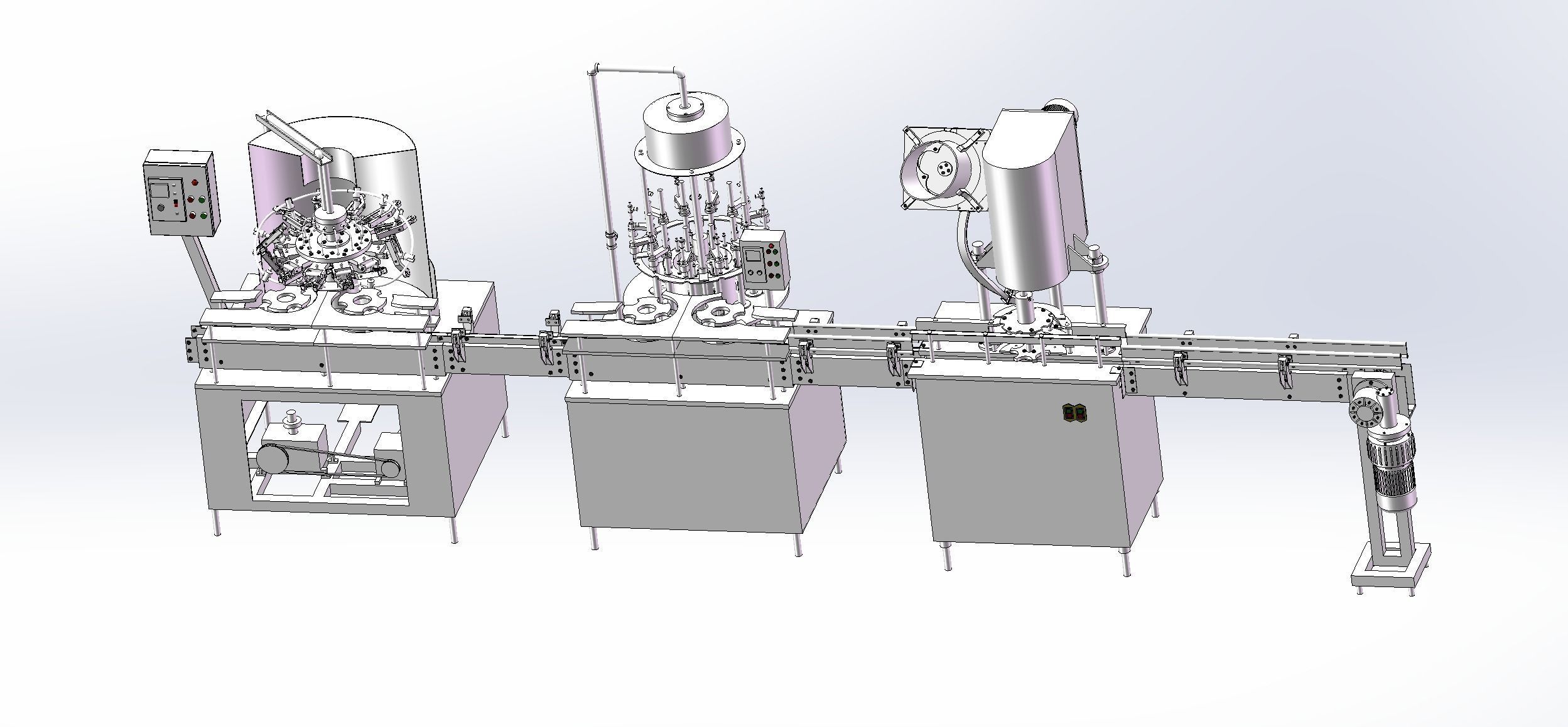 Liquid filling machine assembly line 3D model | CGTrader