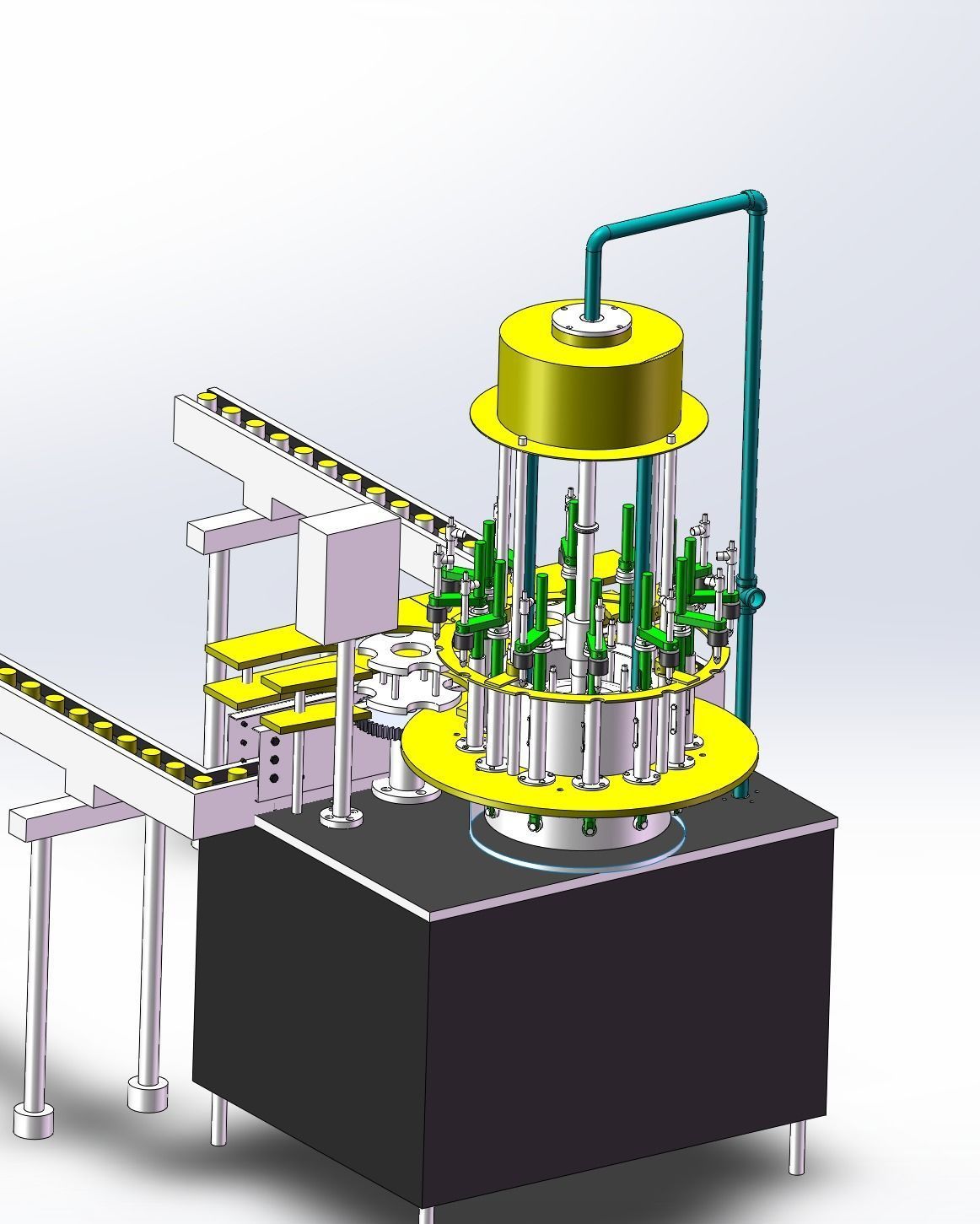 Liquid filling machine assembly line 3D model | CGTrader
