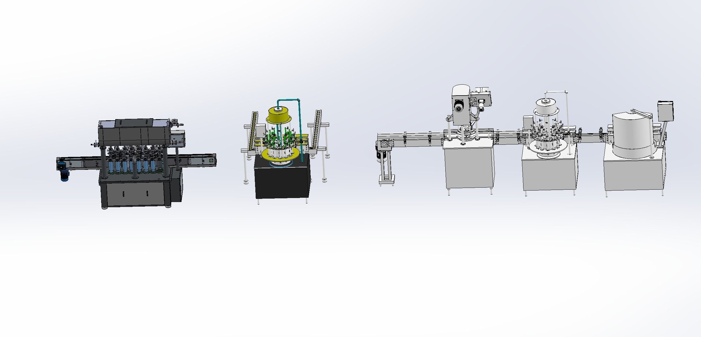 Liquid filling machine assembly line 3D model | CGTrader