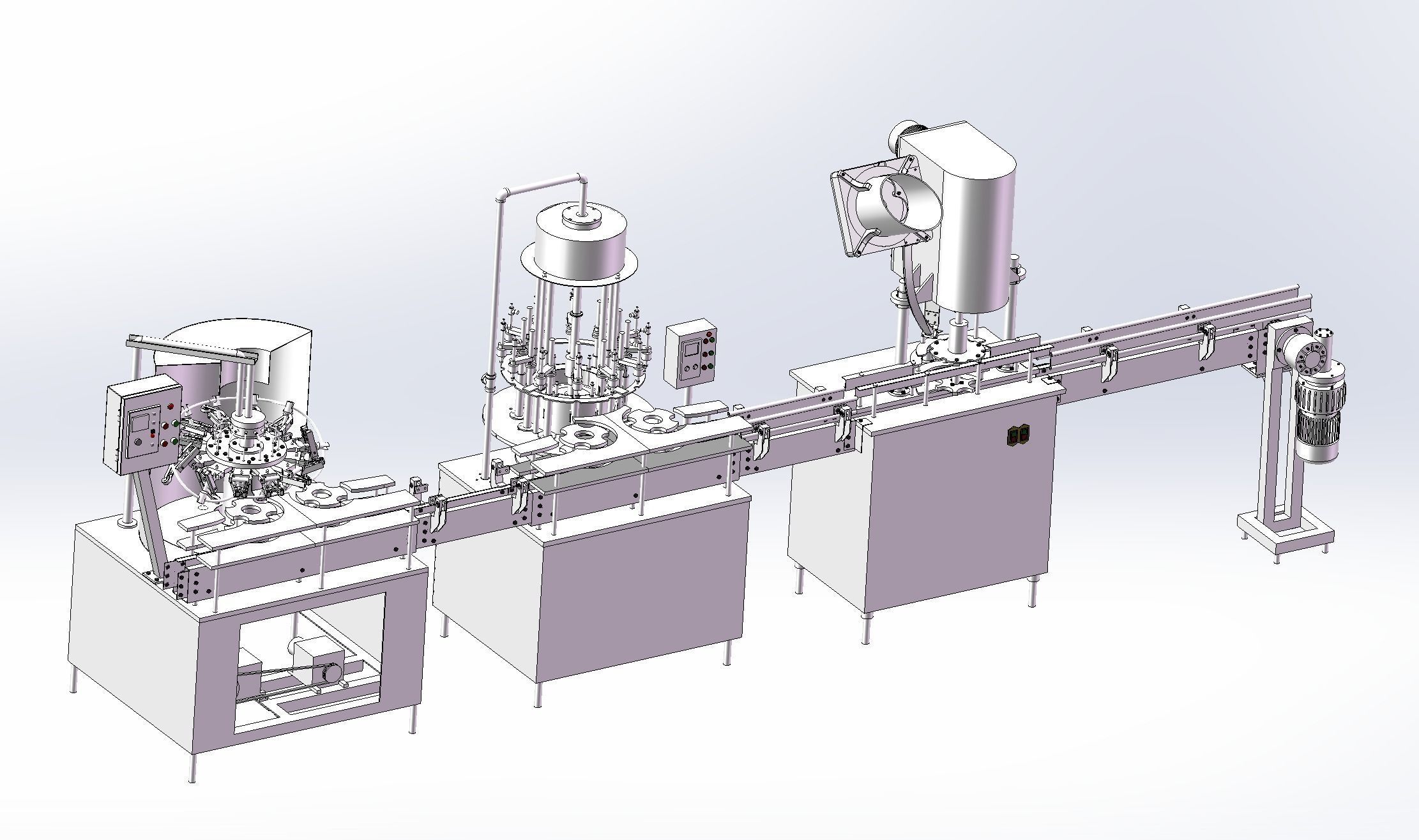 Liquid filling machine assembly line 3D model | CGTrader