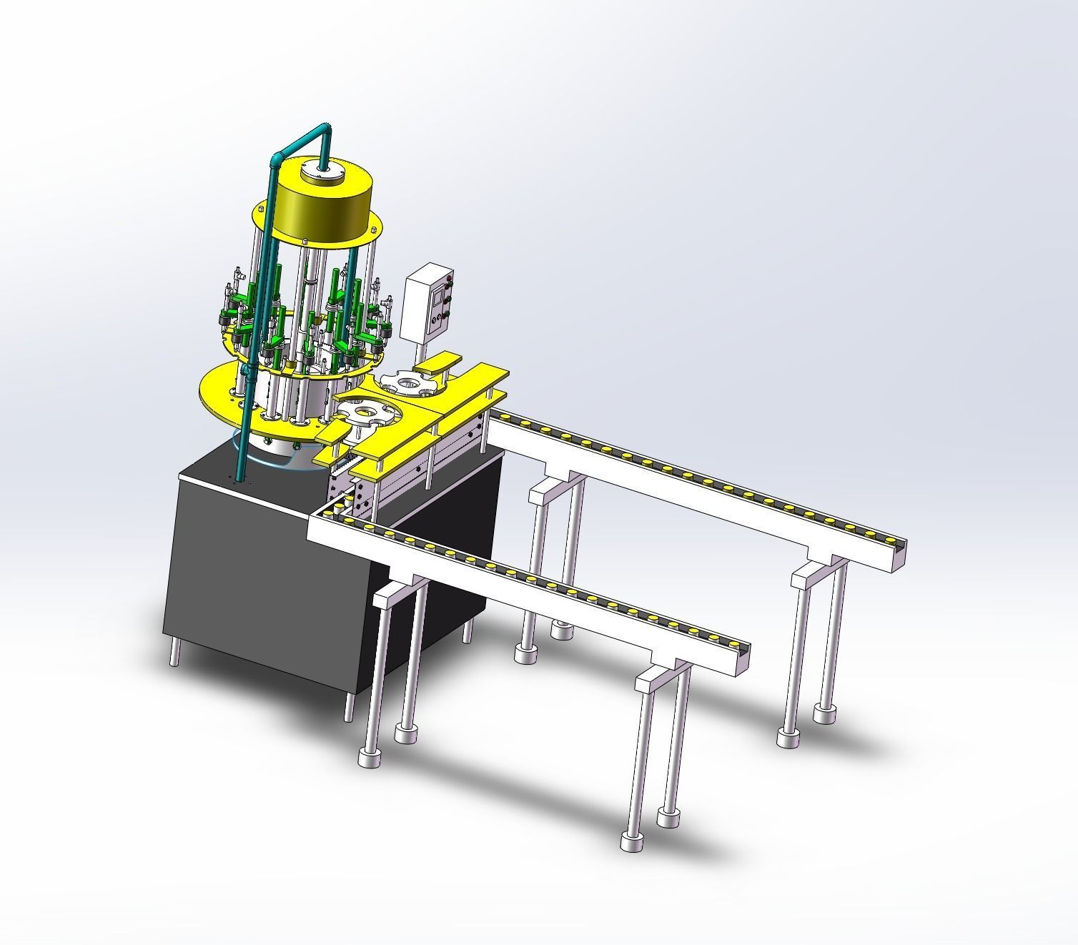 Liquid filling machine assembly line 3D model | CGTrader