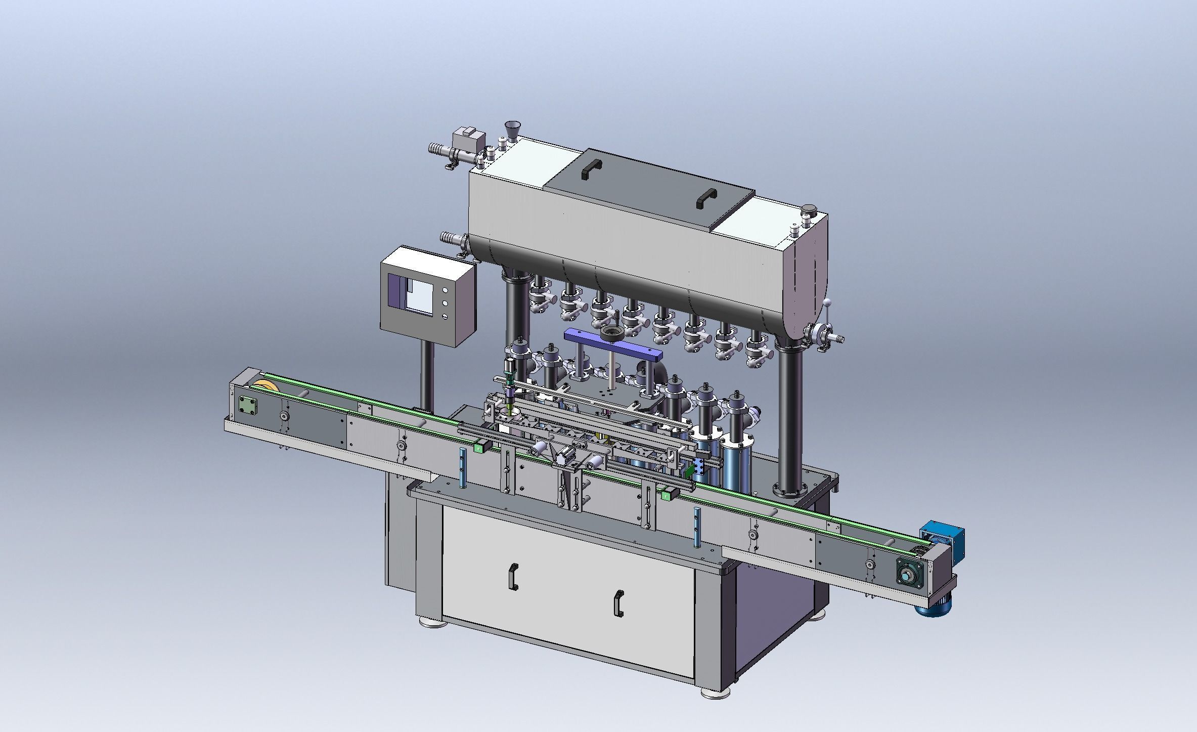 Liquid filling machine assembly line 3D model | CGTrader