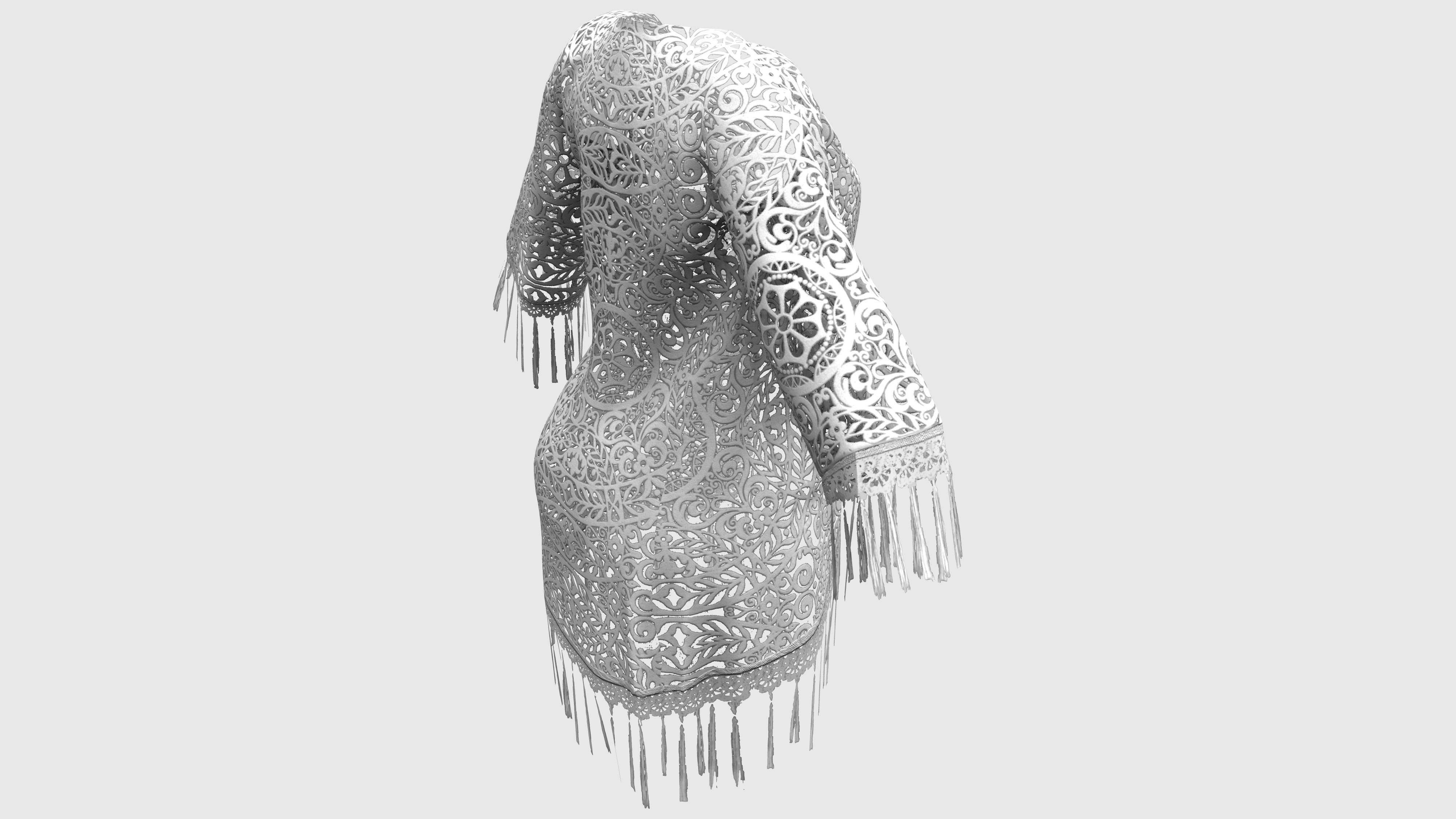 3D model Lace Beach Cover Up With Tassels VR / AR / low-poly | CGTrader