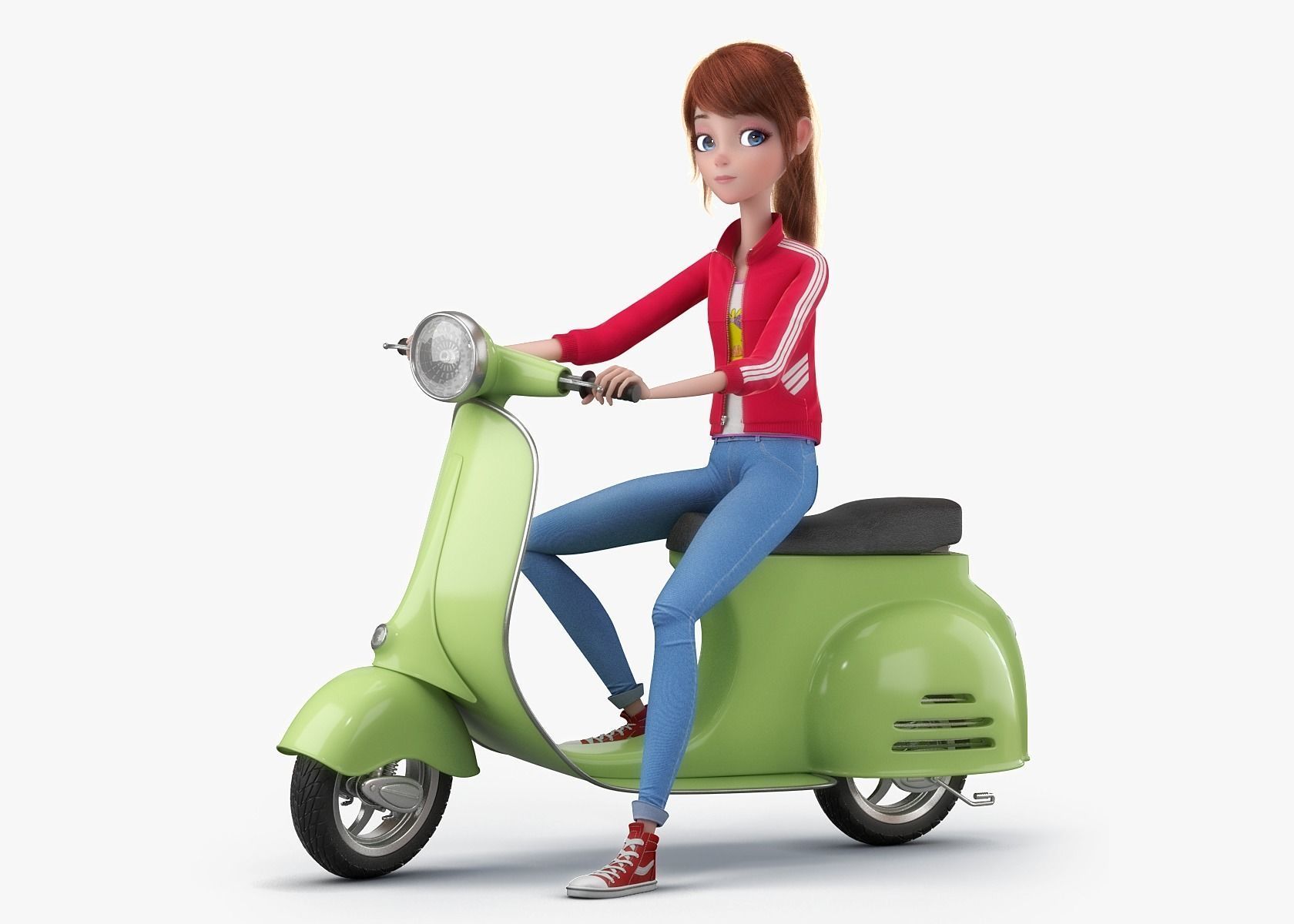 Cartoon Moto Girl Rigged 3D model rigged | CGTrader