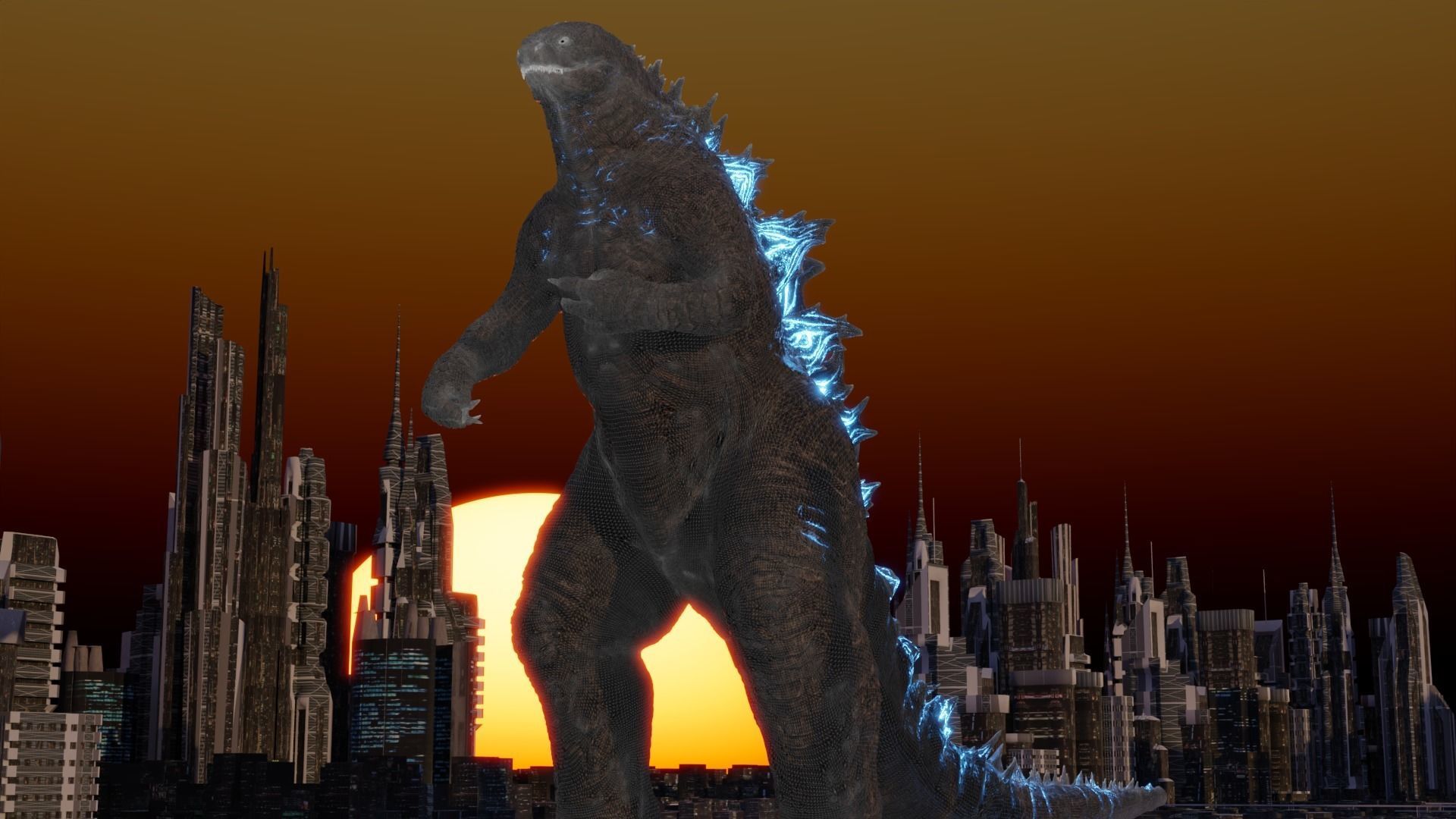 Godzilla Roar 3D model animated rigged | CGTrader