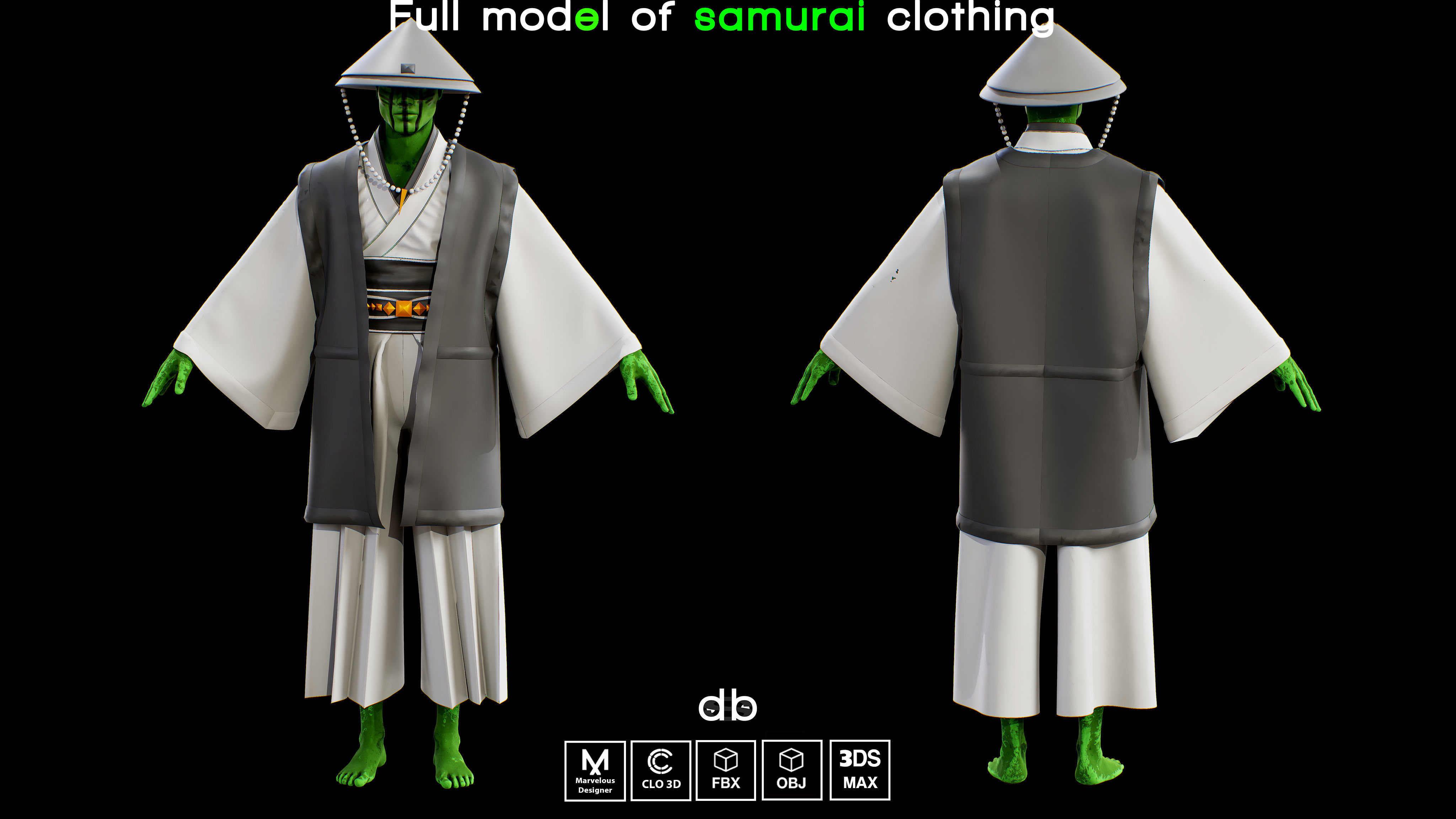 3D model Full model of samurai clothing VR / AR / low-poly | CGTrader