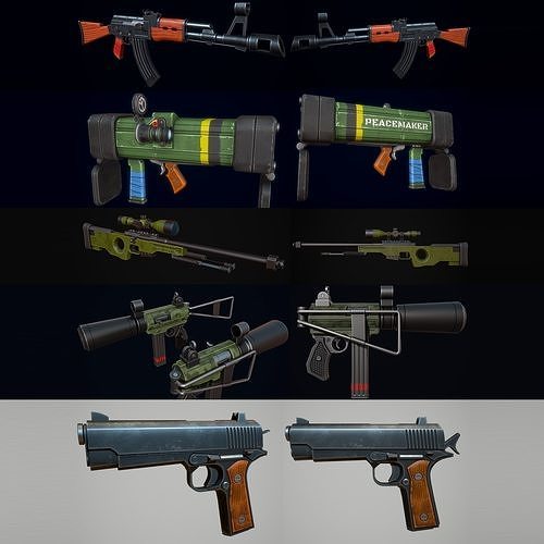 Collection of Stylized Weapons VR / AR / low-poly | CGTrader