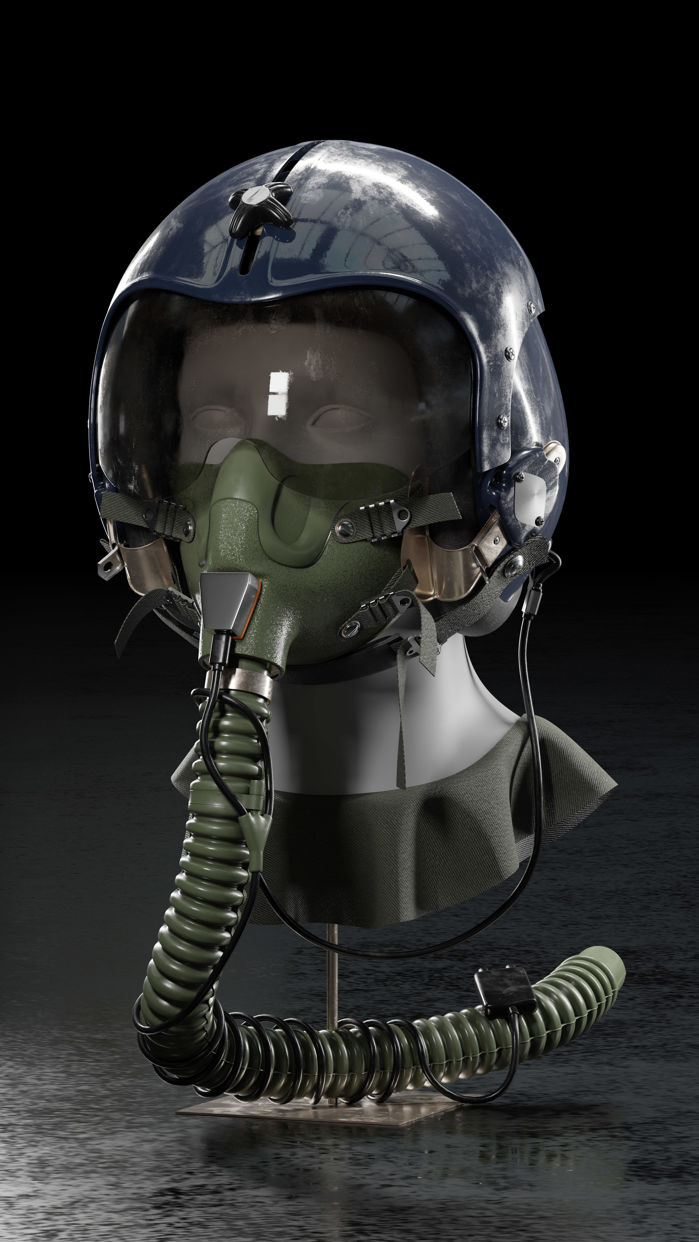 High Quality HGU-33 Fighter Pilot Helmet with MBU-12 Oxygen Mask 3D ...