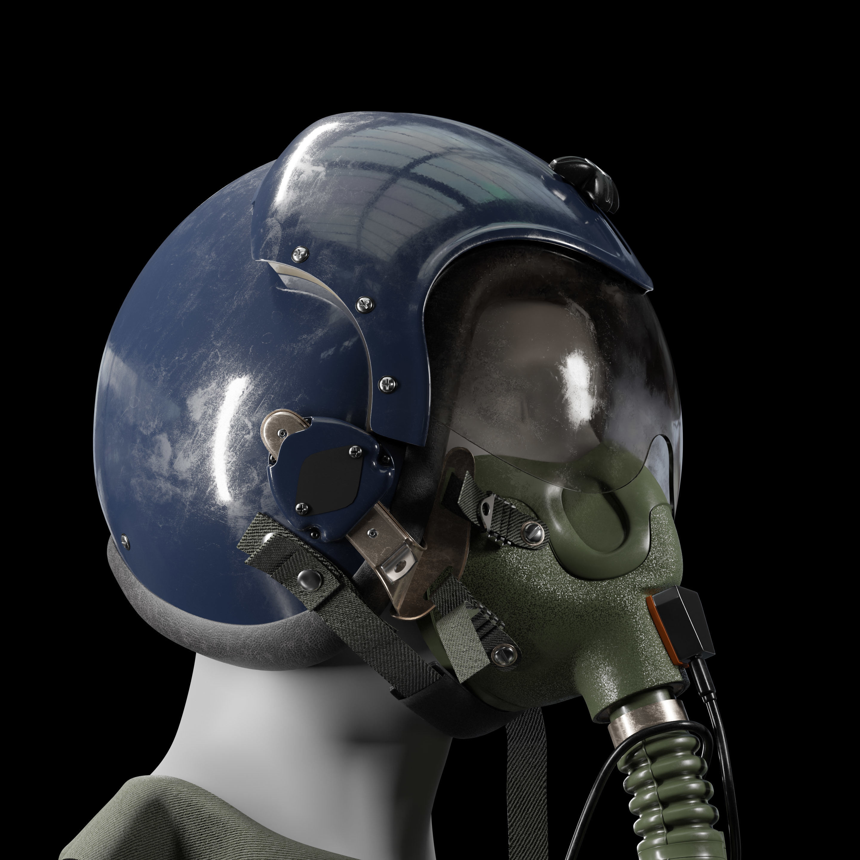 High Quality HGU-33 Fighter Pilot Helmet with MBU-12 Oxygen Mask 3D ...