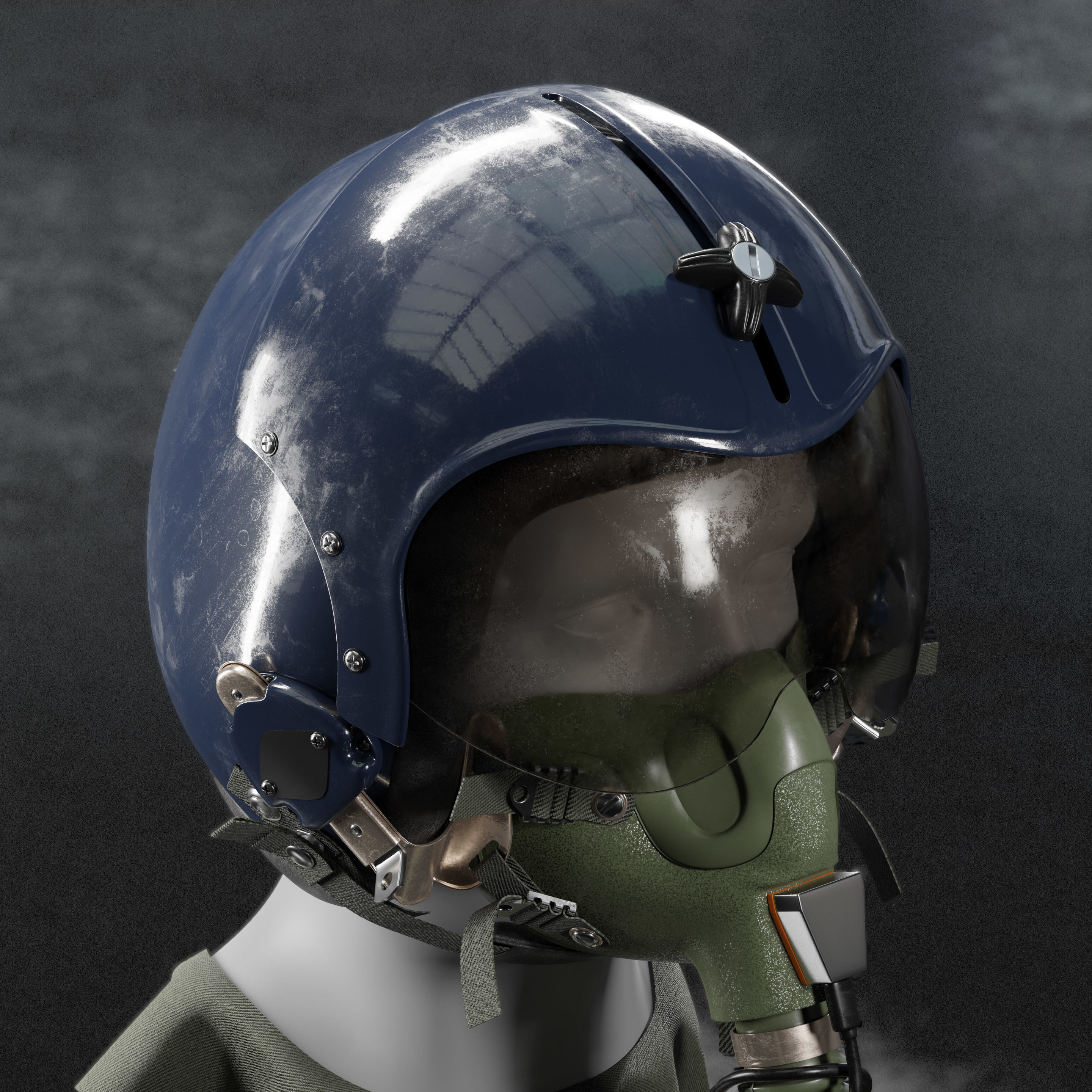 High Quality HGU-33 Fighter Pilot Helmet with MBU-12 Oxygen Mask 3D ...