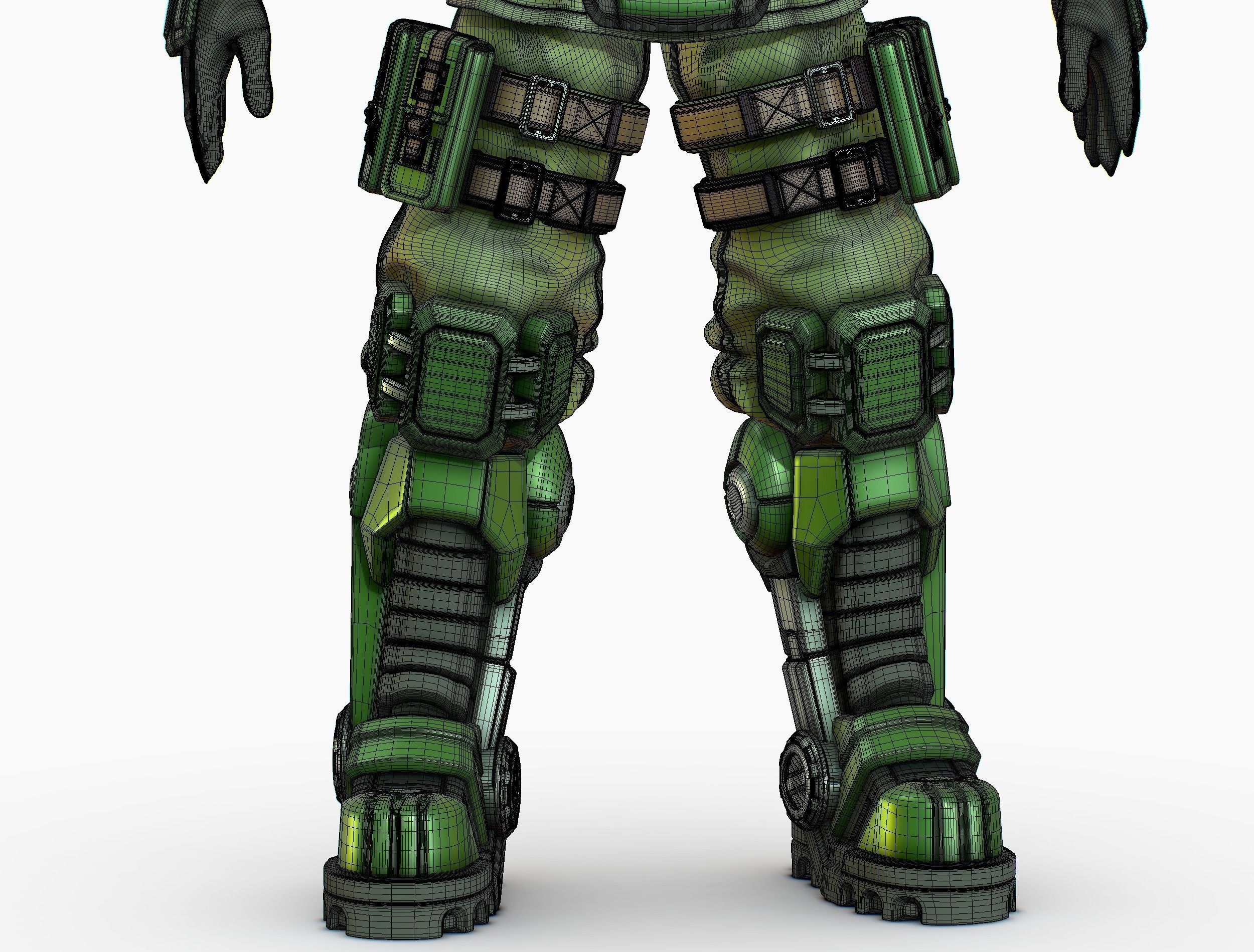 3D model High Poly Man Military Heavy Armor Future VR / AR / low-poly ...
