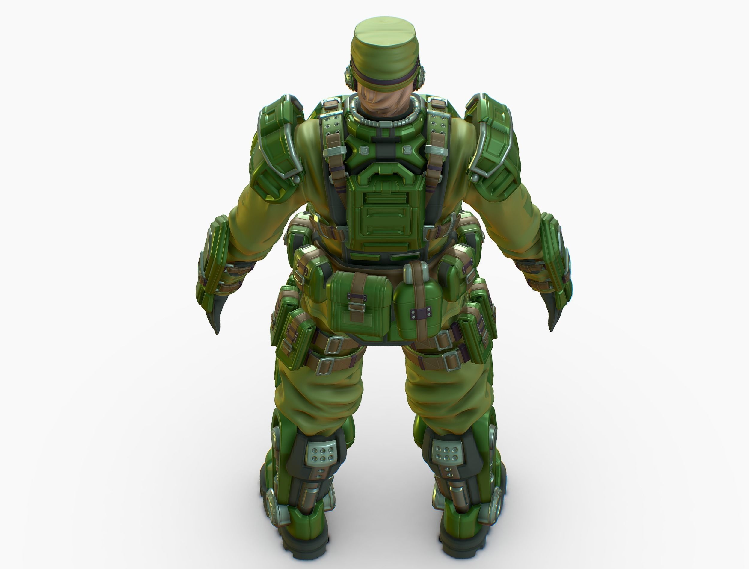3D model High Poly Man Military Heavy Armor Future VR / AR / low-poly ...