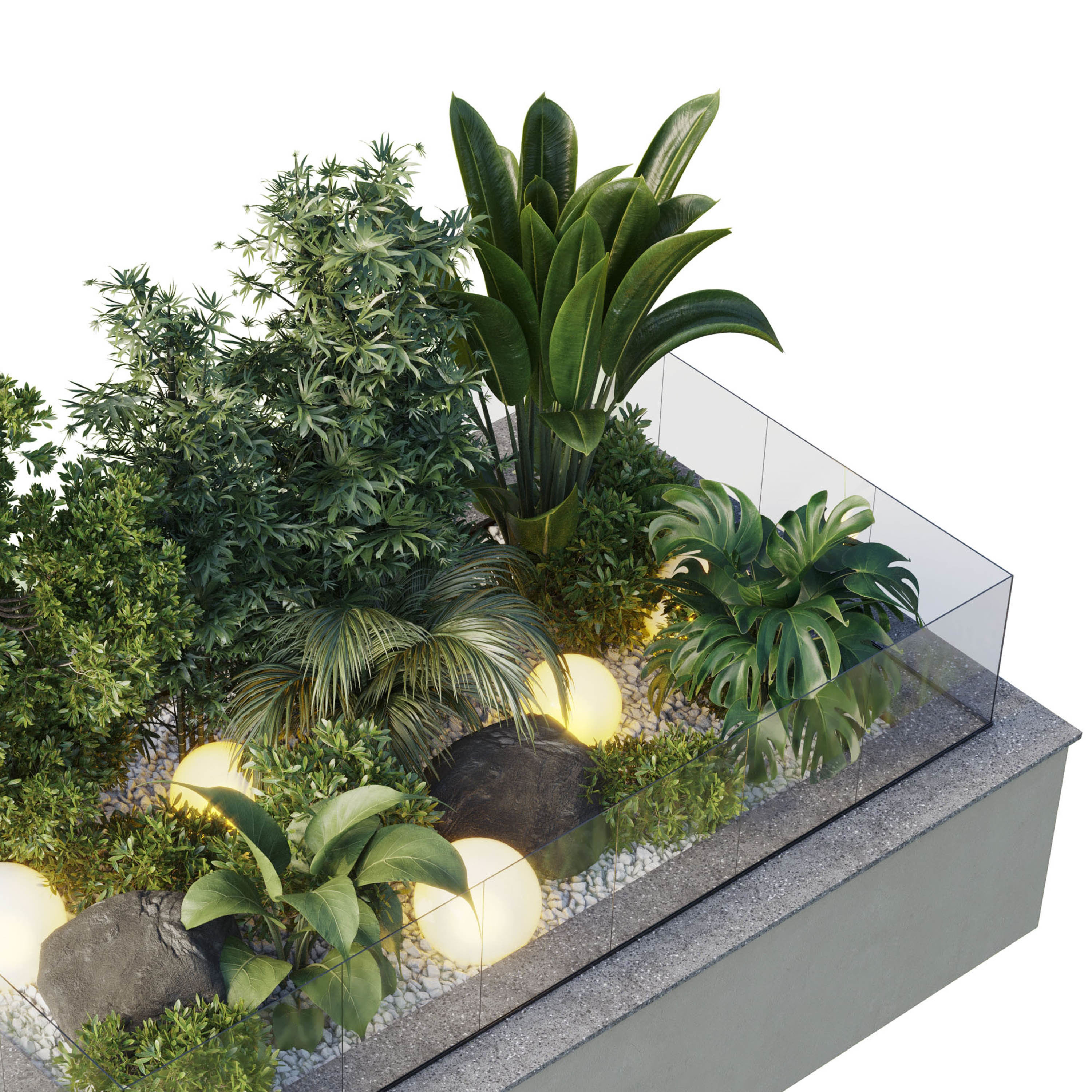 3D model Plants behind glass Outdoor plant 141 VR / AR / low-poly ...