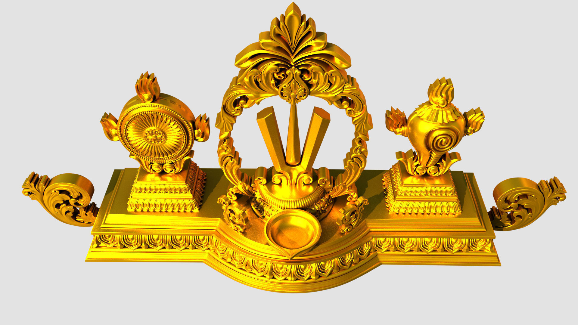 oil lamp shanku chakra naama balaji 3D model | CGTrader
