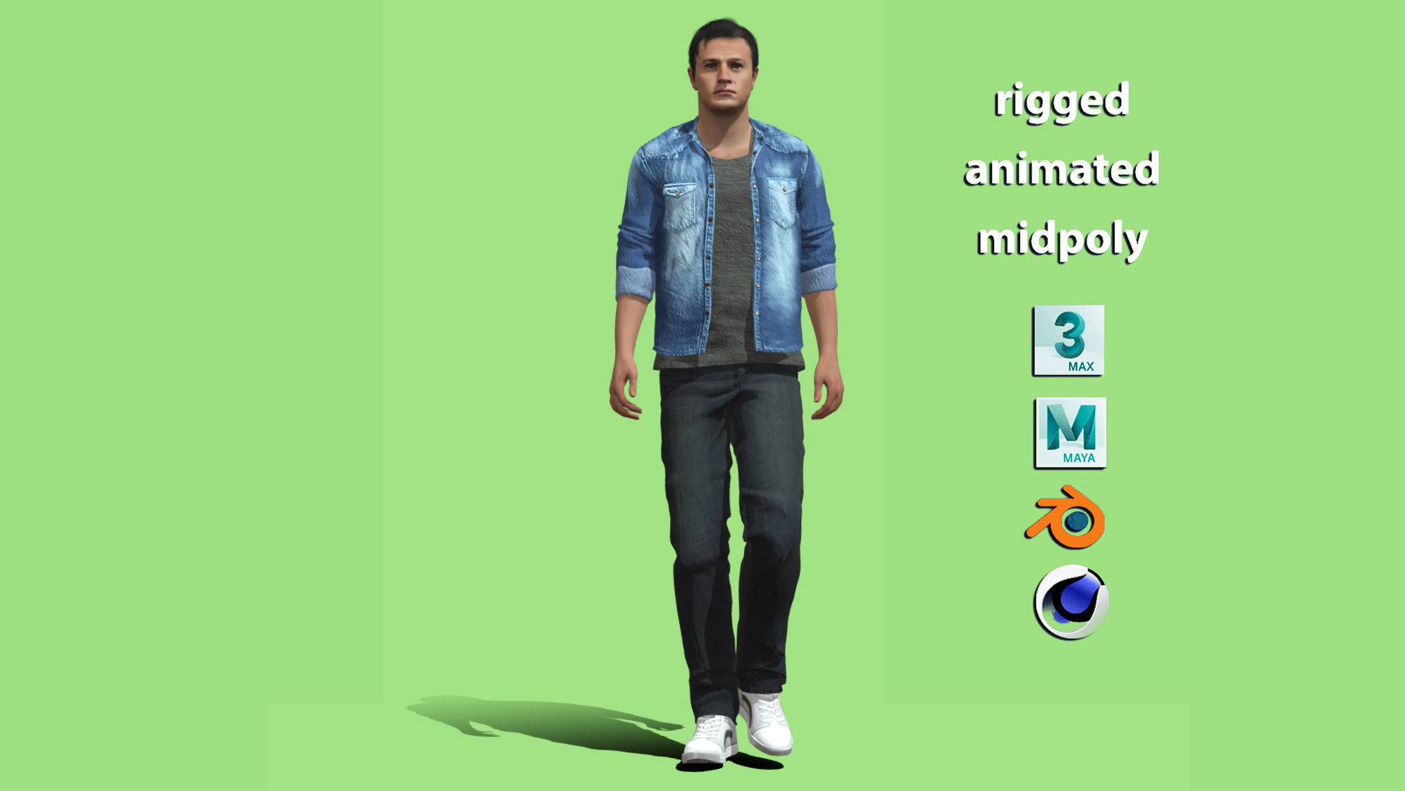 Rigged casual man walking 3D model animated rigged | CGTrader
