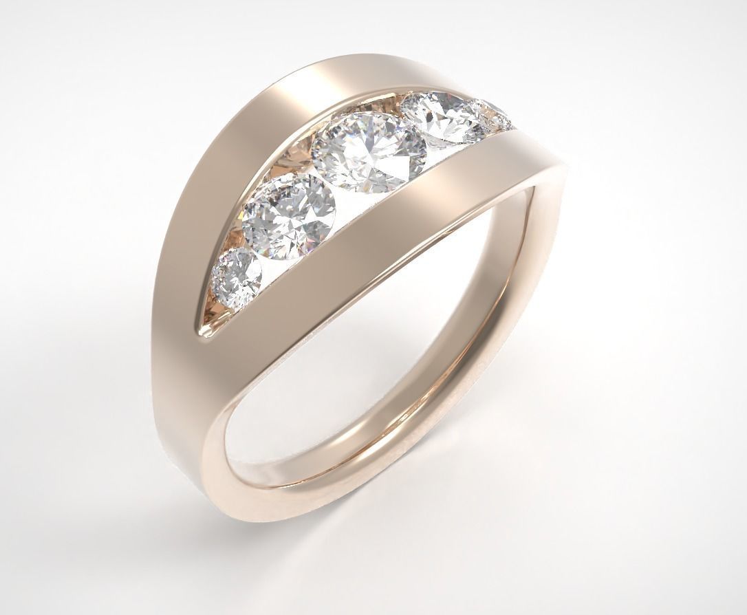 Five Stone Floating Diamond Ring free 3D model | CGTrader