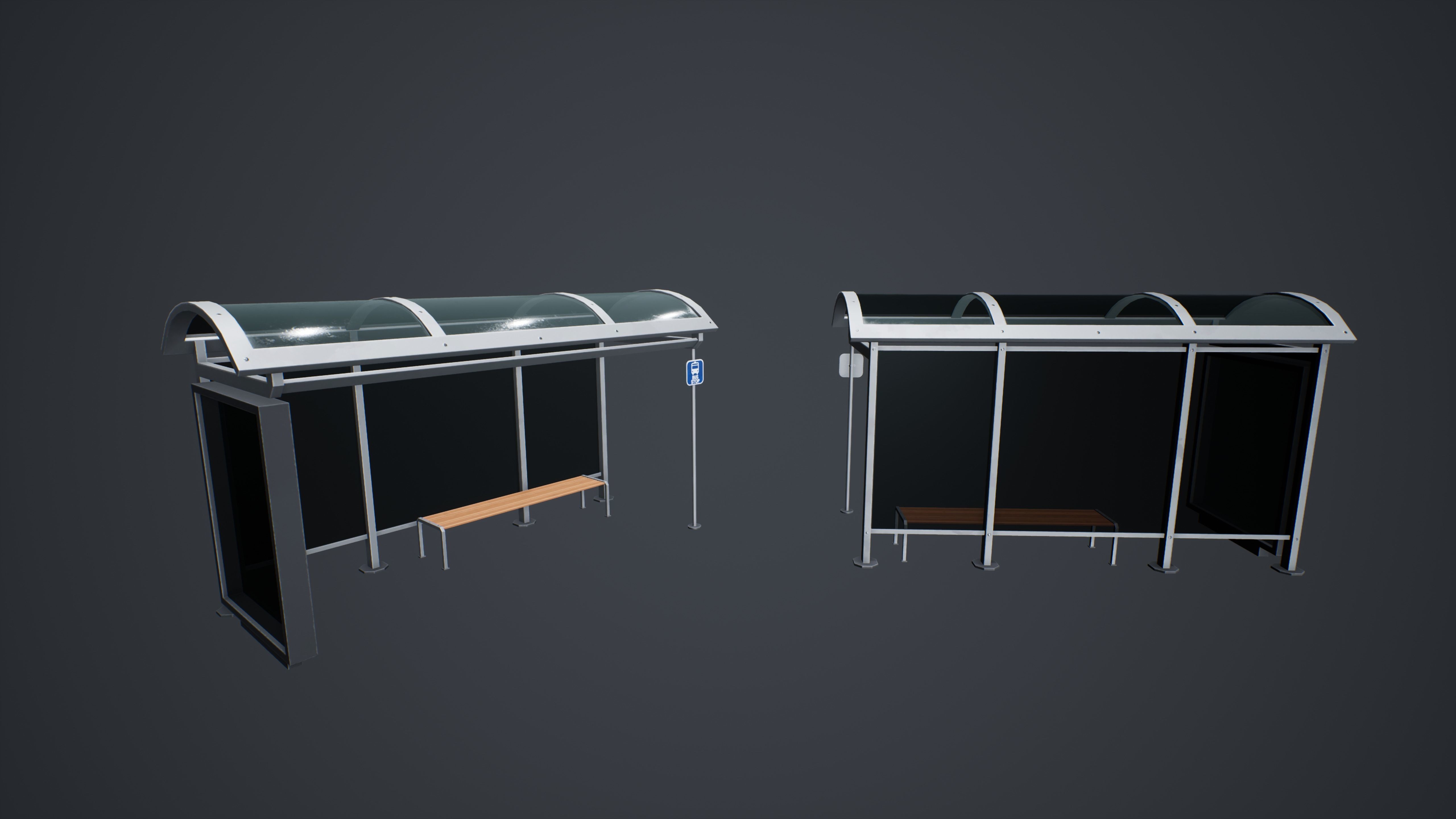 3D model Stylized Bus Stop VR / AR / low-poly | CGTrader