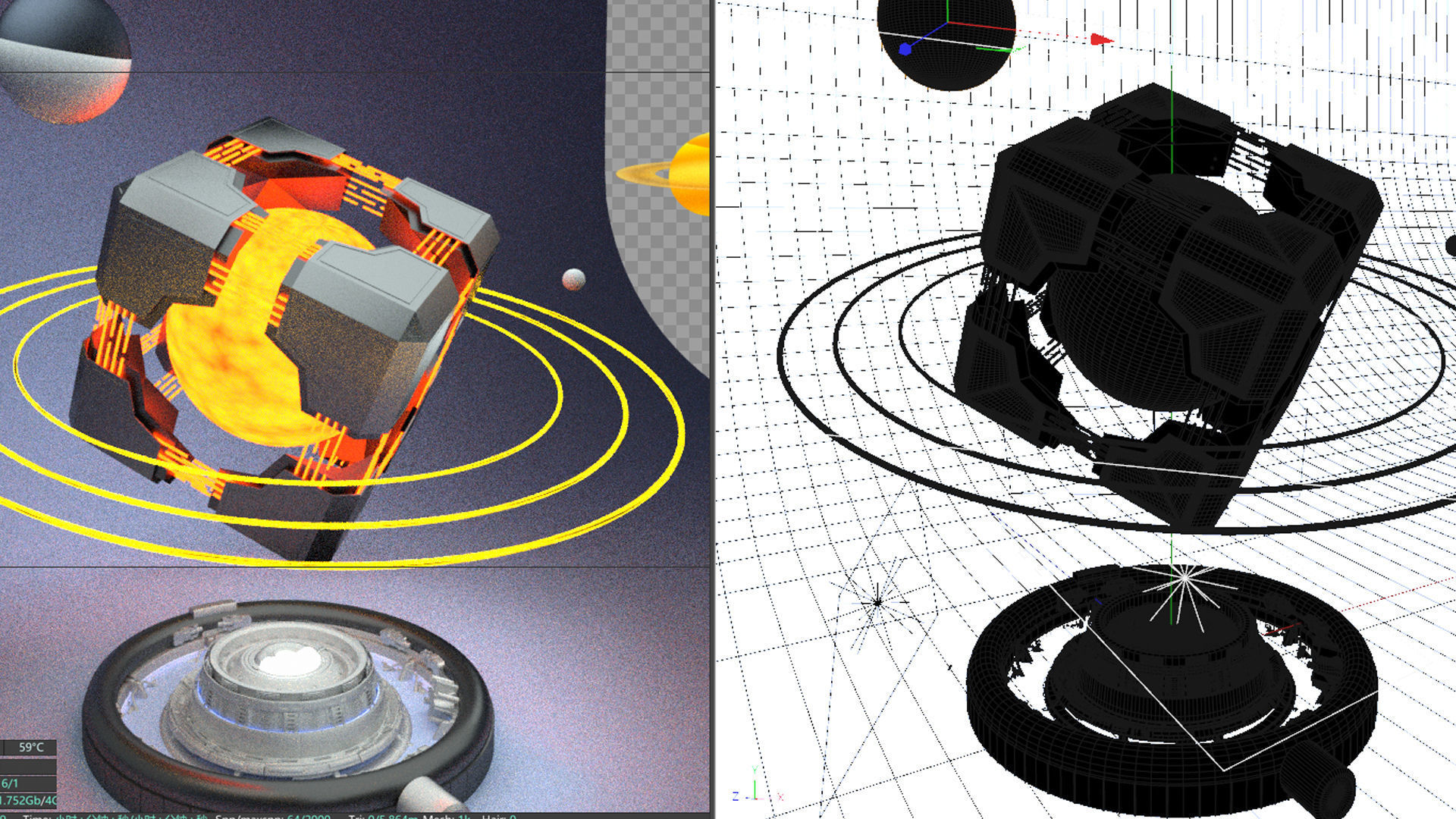 Scifi Tech Cube Energy Power Space Allspark Universe Planet 3d Model