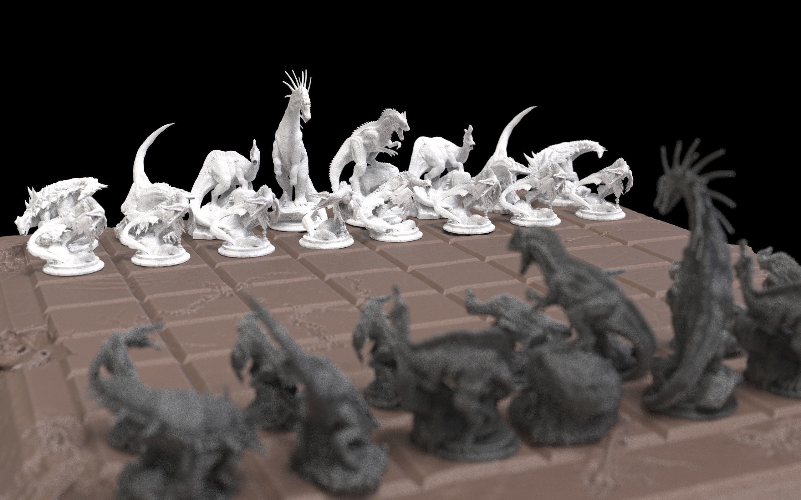Dino Chess Board 3D model 3D printable | CGTrader