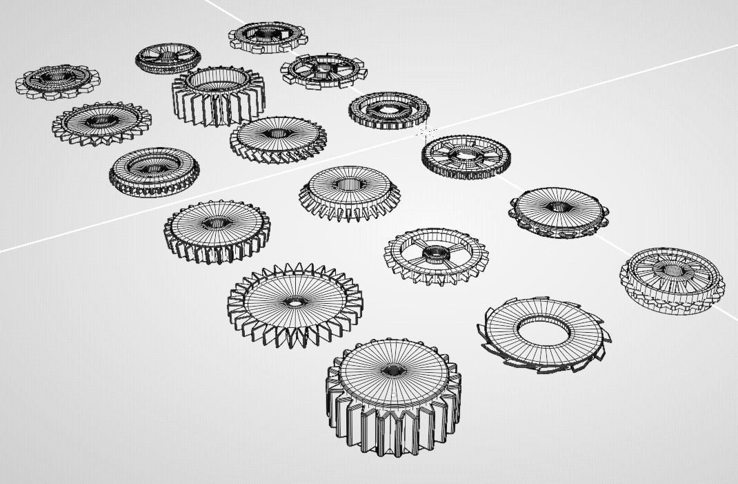 3D model Cog Gear Clockwork Machinery Collection - 18 Pieces VR / AR / low-poly | CGTrader
