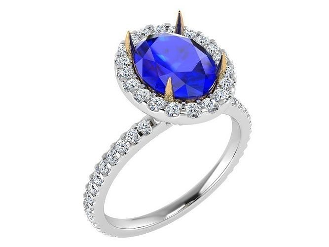 Big oval blue stone diamond ring 3270 3D print model 3D model 3D ...