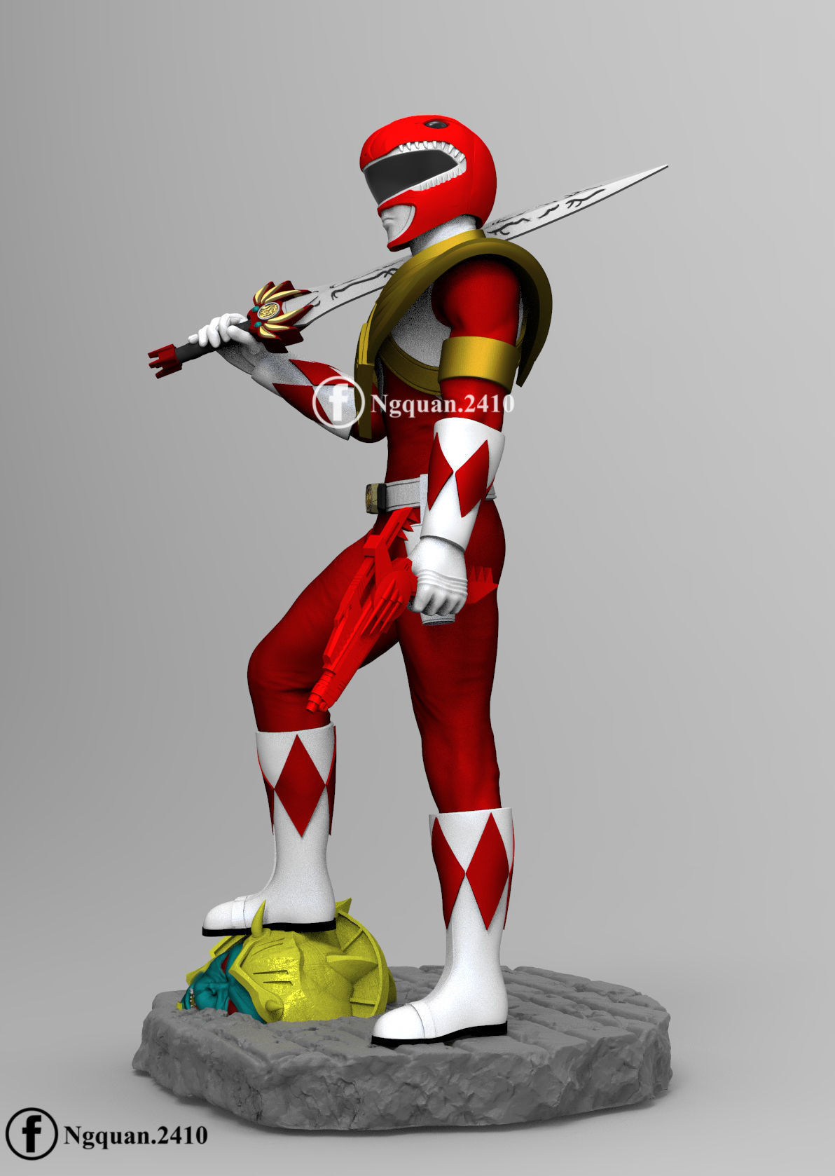 MMPR- Red Ranger 3D model 3D printable | CGTrader