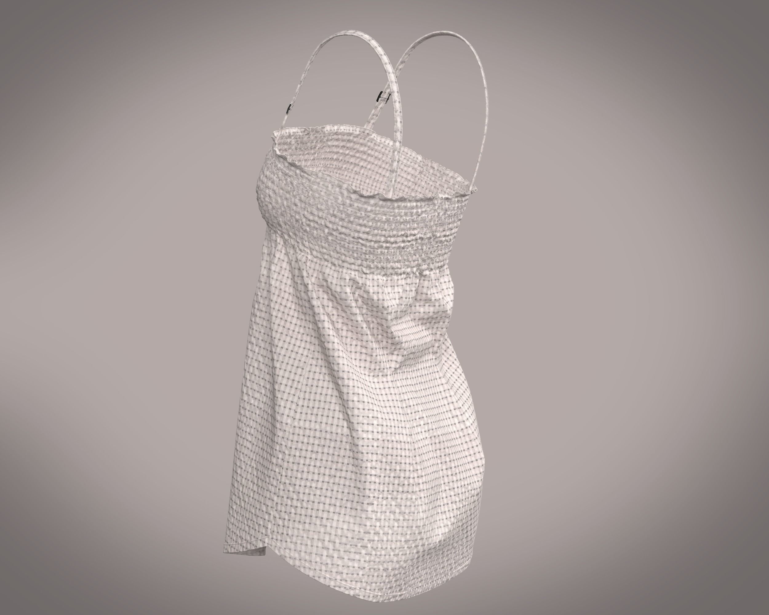 Girls Puff texture cami sun top in pink 3D model | CGTrader