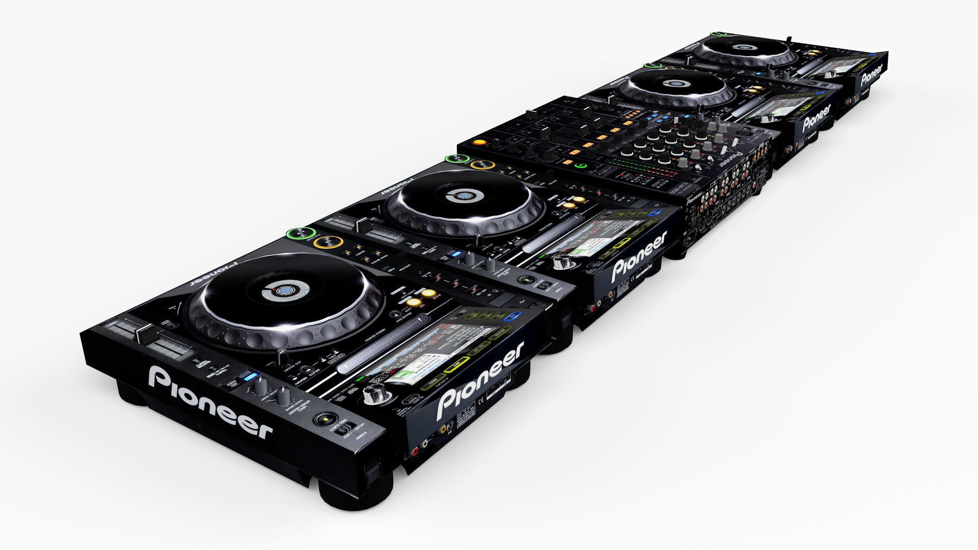 Pioneer CDJ DJM booth set 3D model | CGTrader