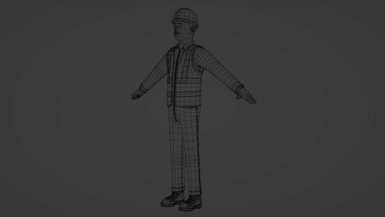 3D model Male Cartoon Worker Builder Character Illustration VR / AR ...