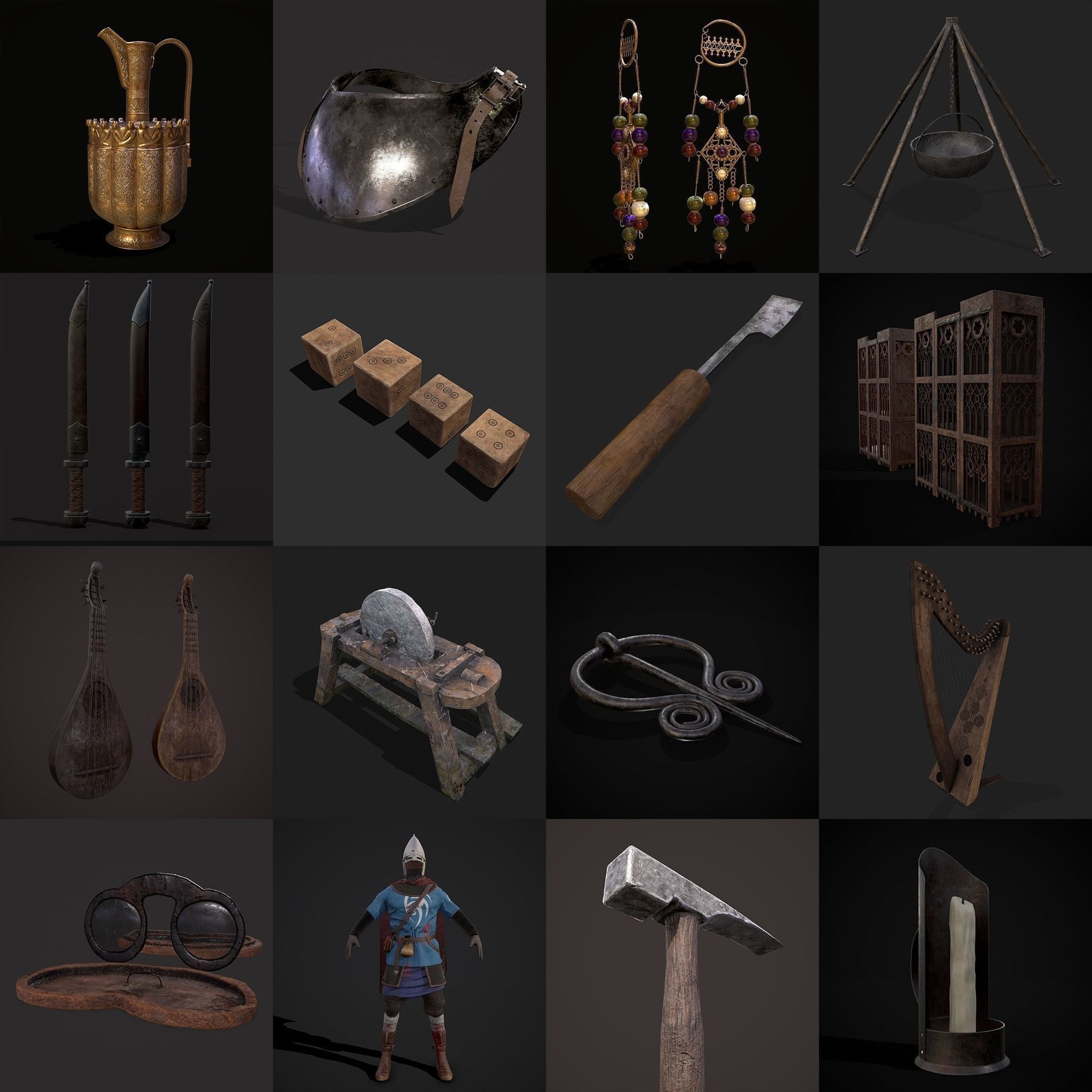 3D Model Collection 750 Medieval Props Pack VR / AR / low-poly | CGTrader