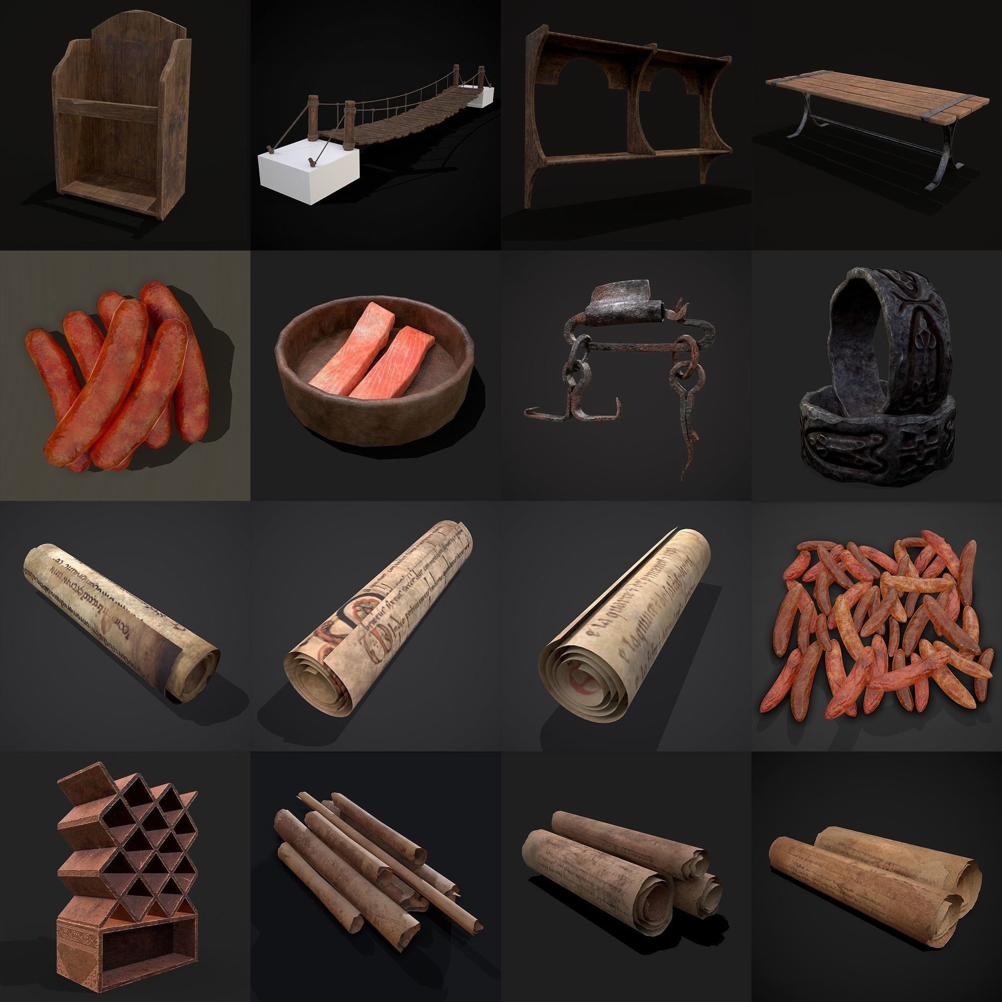 3D Model Collection 750 Medieval Props Pack VR / AR / low-poly | CGTrader