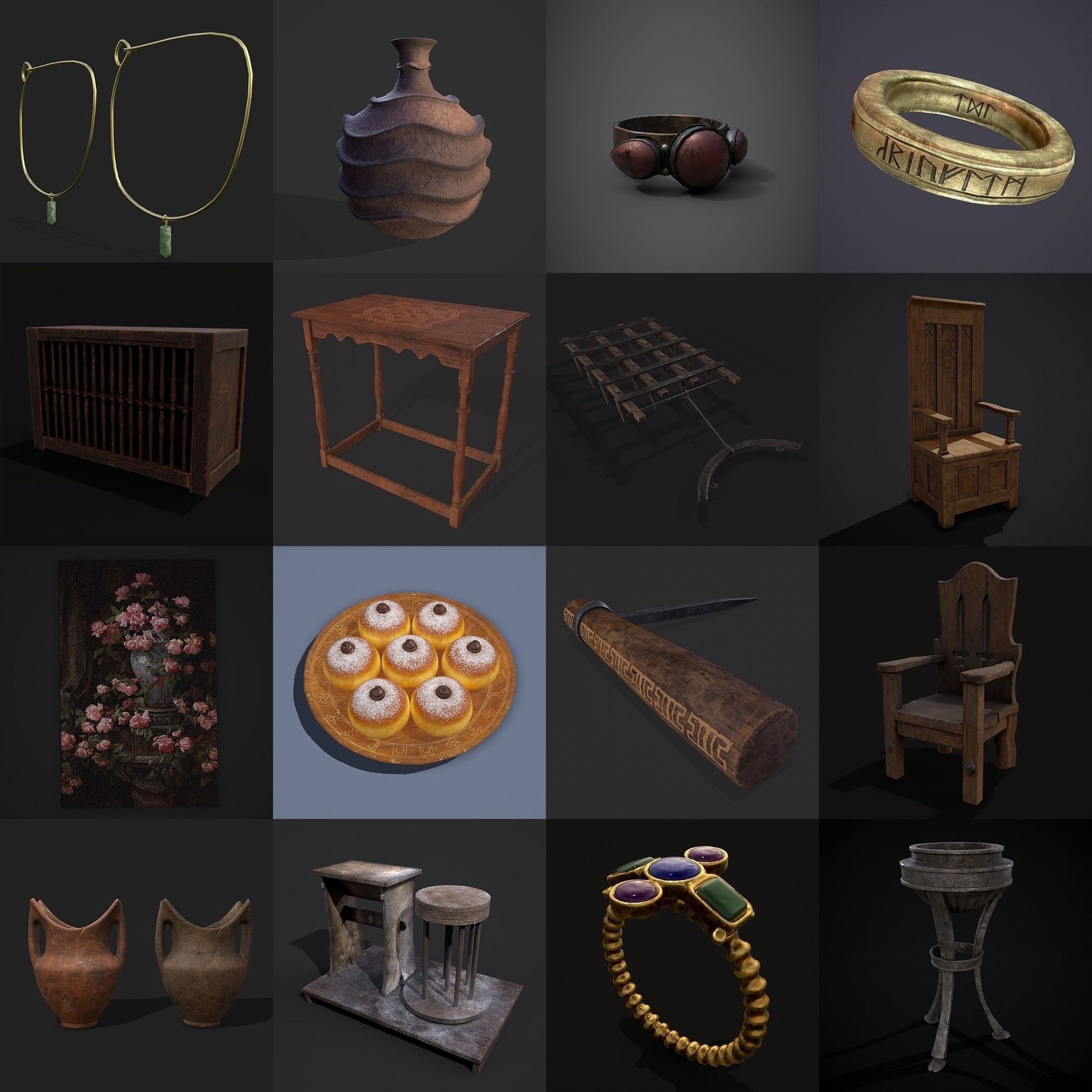 3D Model Collection 750 Medieval Props Pack VR / AR / low-poly | CGTrader