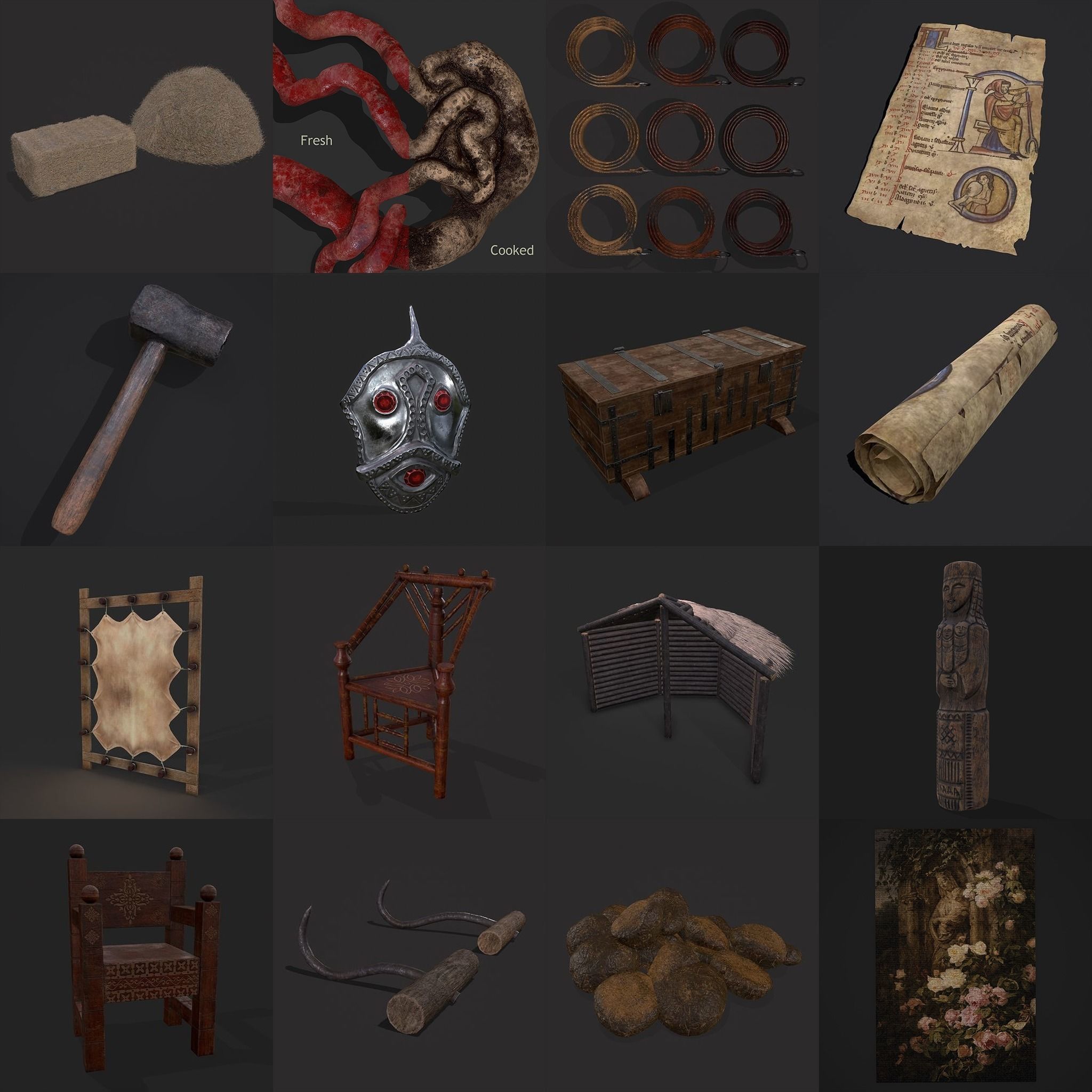 3D Model Collection 750 Medieval Props Pack VR / AR / low-poly | CGTrader