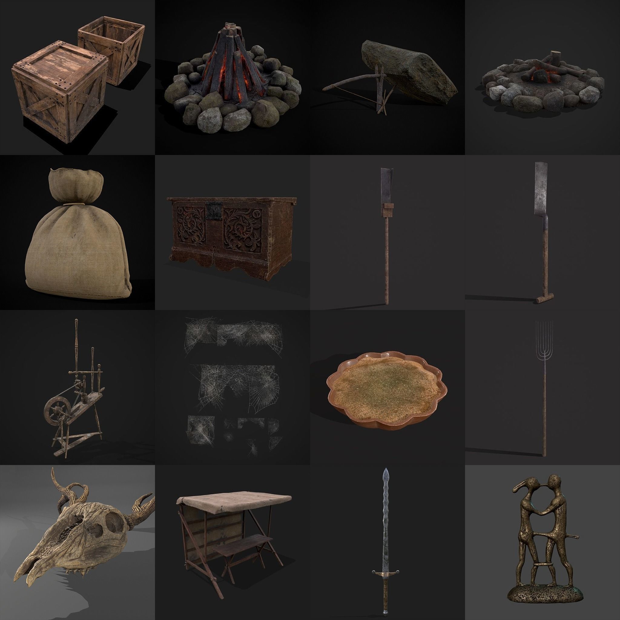 3D Model Collection 750 Medieval Props Pack VR / AR / low-poly | CGTrader