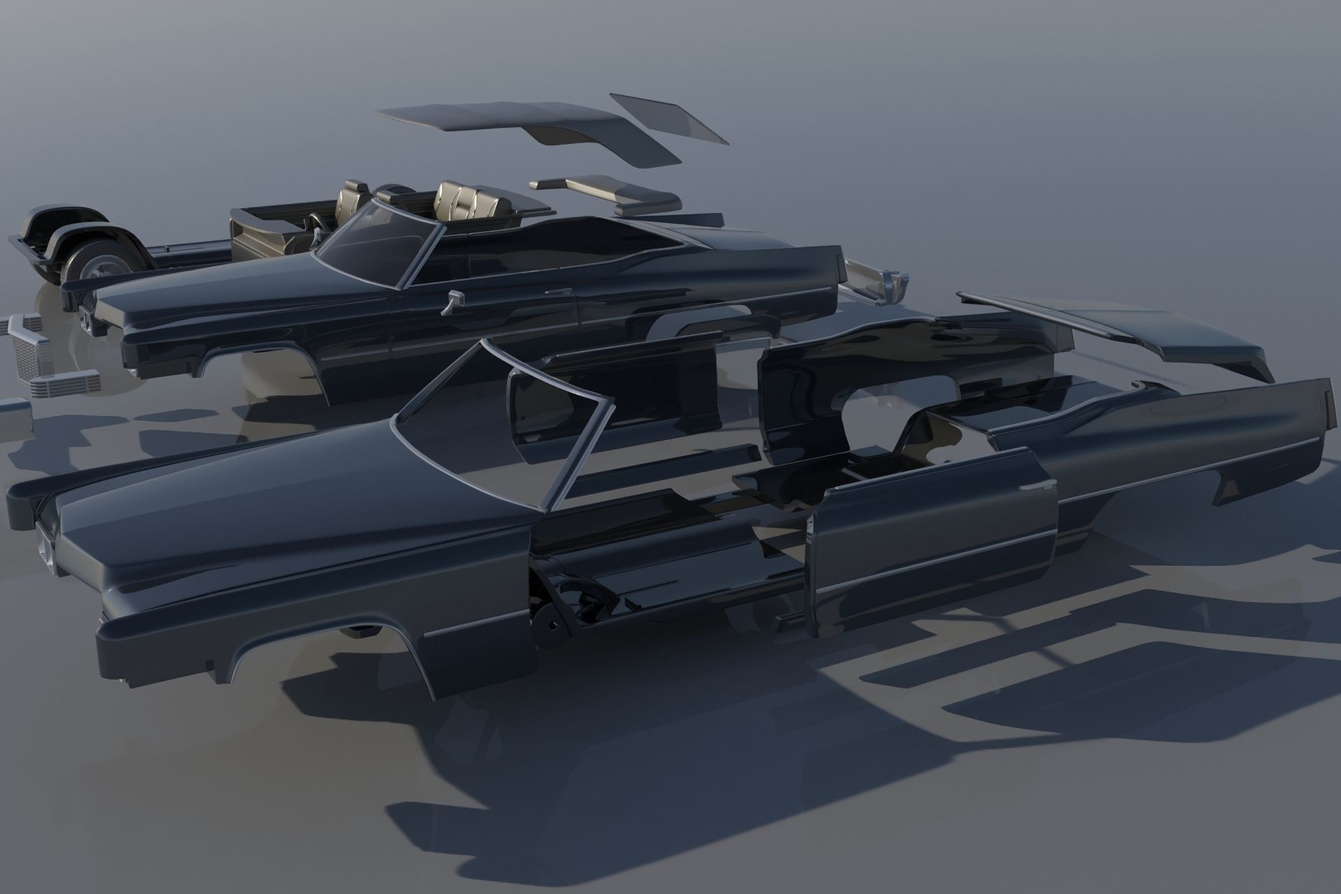 Cadillac Deville Convertible 1970 3D model 3D printable | CGTrader