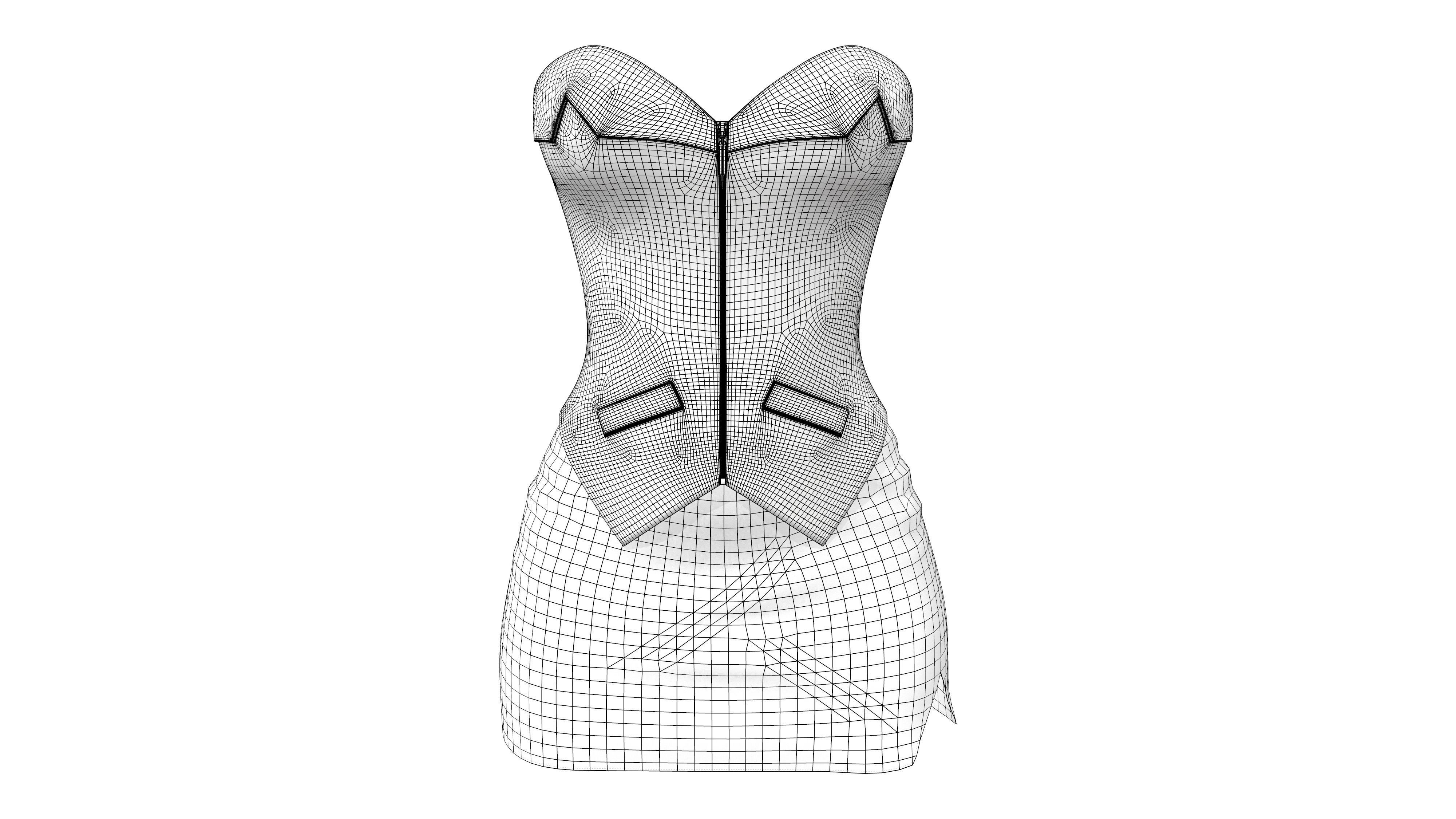3D model Striped Office Lady Secretary Uniform VR / AR / low-poly ...