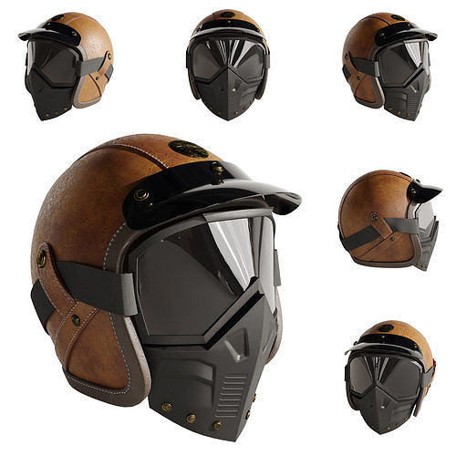 Leather Moto Helmet set 5 3D model | CGTrader