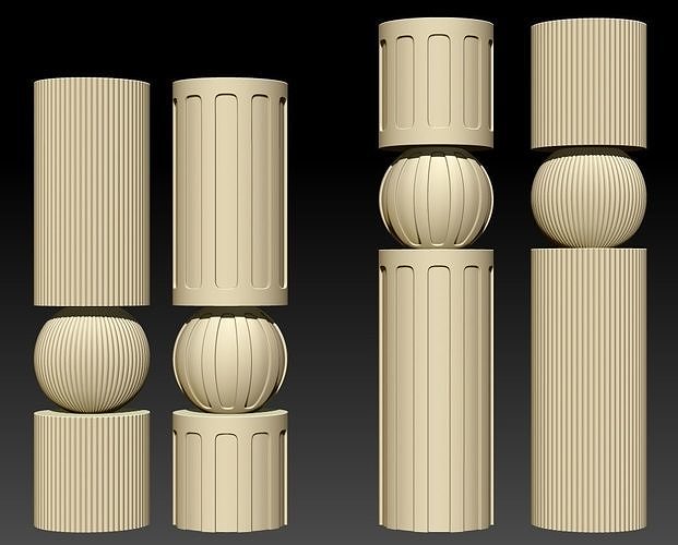 Striped line pillars 3D model 3D printable | CGTrader