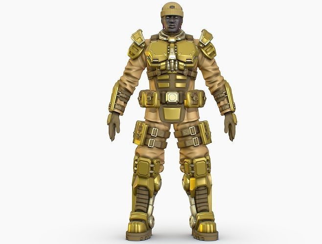 High Poly Man Military Heavy Armor Future 3D model | CGTrader
